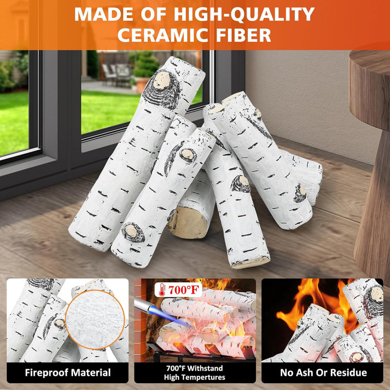 G & R PLUMBING ENTERPRISES, INC. 6 Pieces Gas Fireplace Logs, White ...