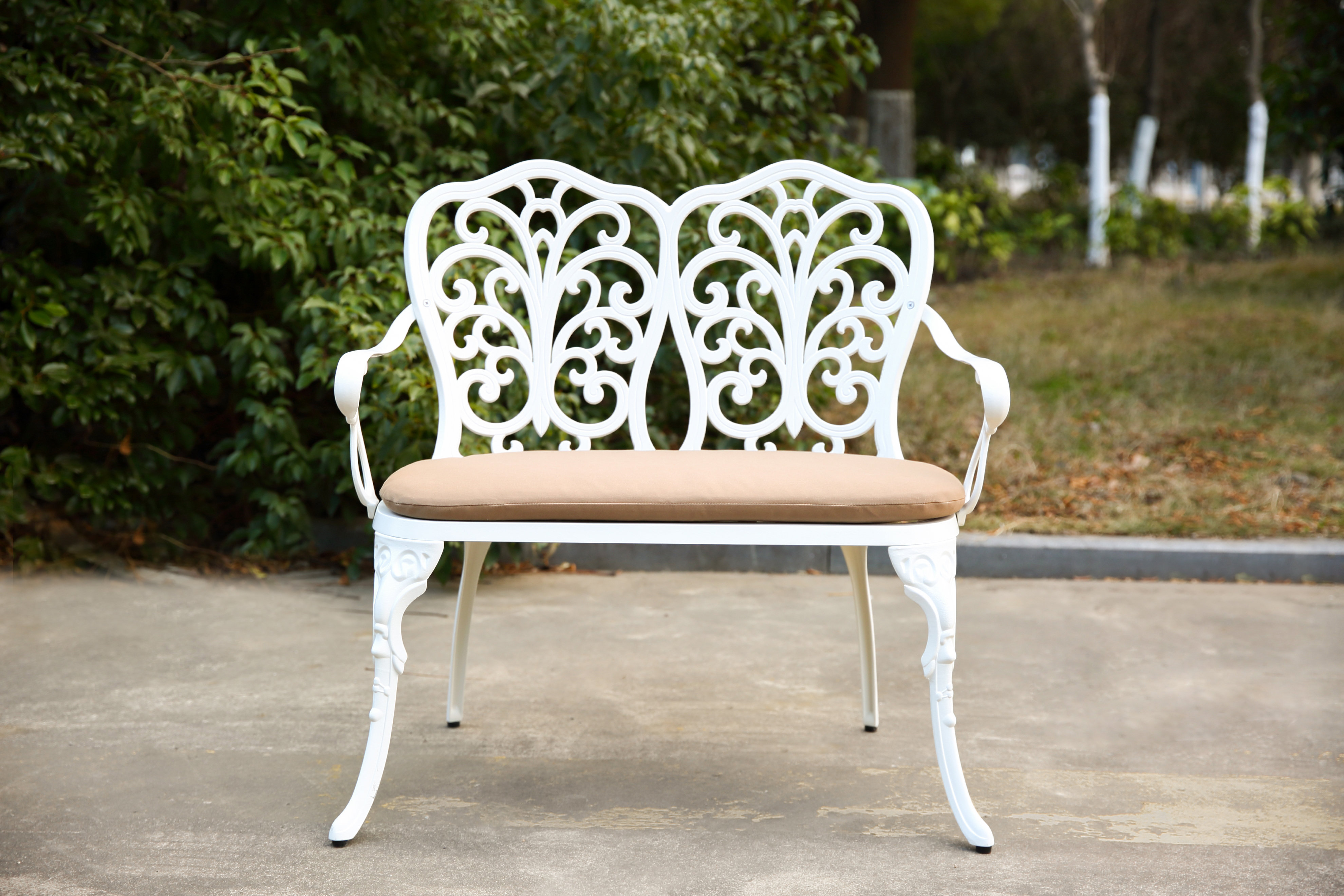 Astoria Grand White Patio Outdoor Cast Aluminium Garden Bench ...