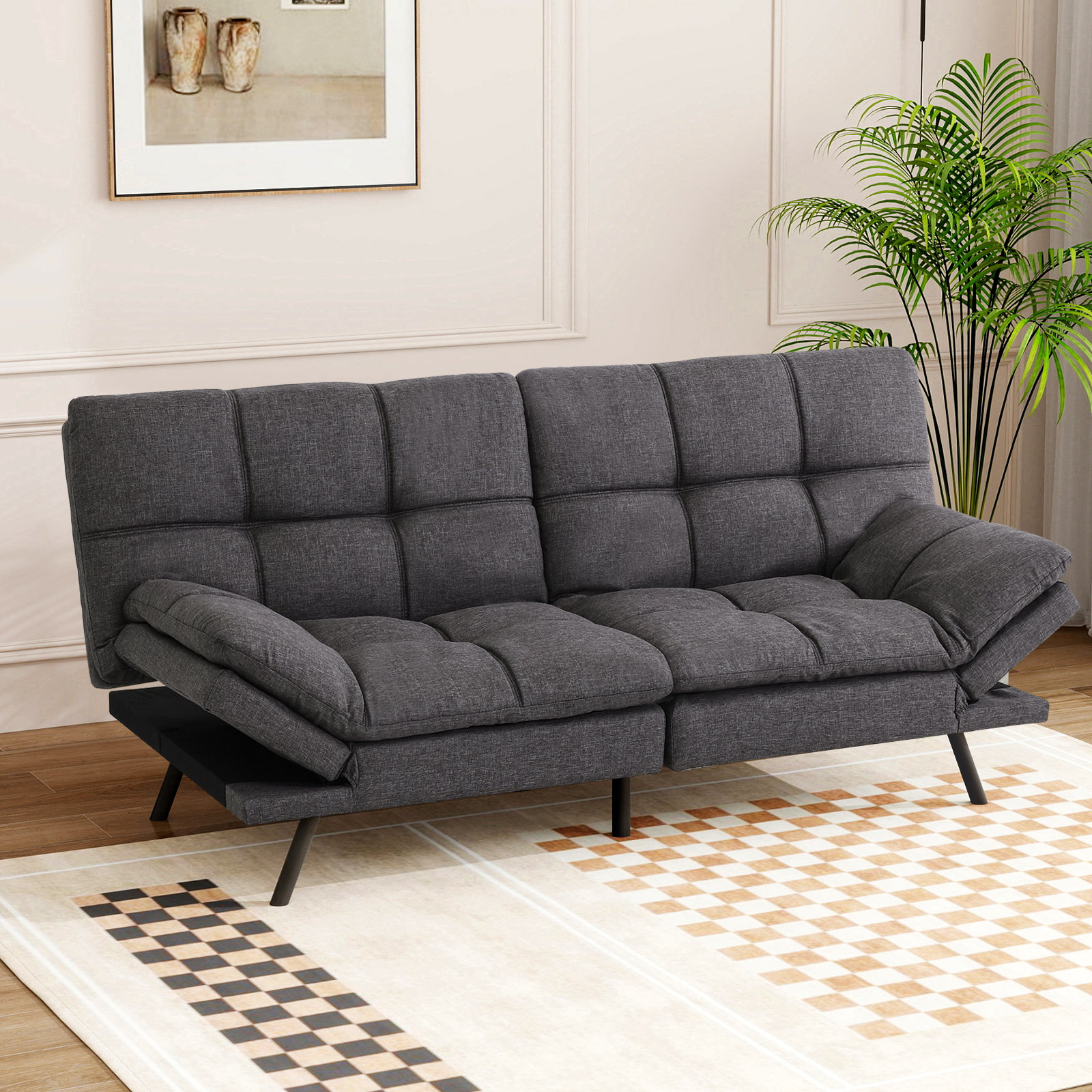 George Oliver Oppelo 71'' Upholstered Convertible Sofa, Twin Sleeper ...