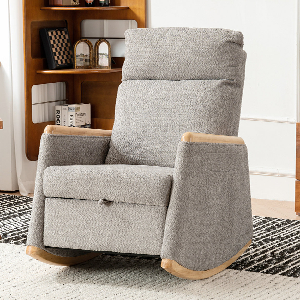 Hokku Designs Modern Style Accent Rocking Chair With Footrest High Back ...