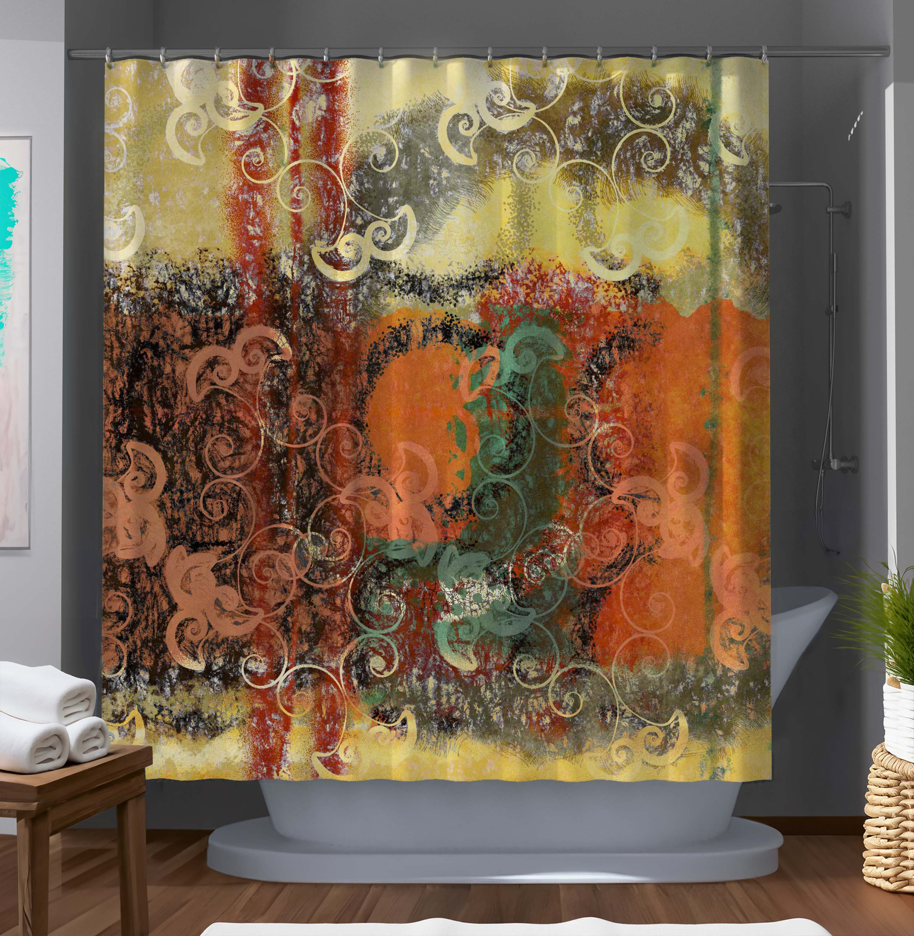 East Urban Home Dezider Abstract Shower Curtain | Wayfair