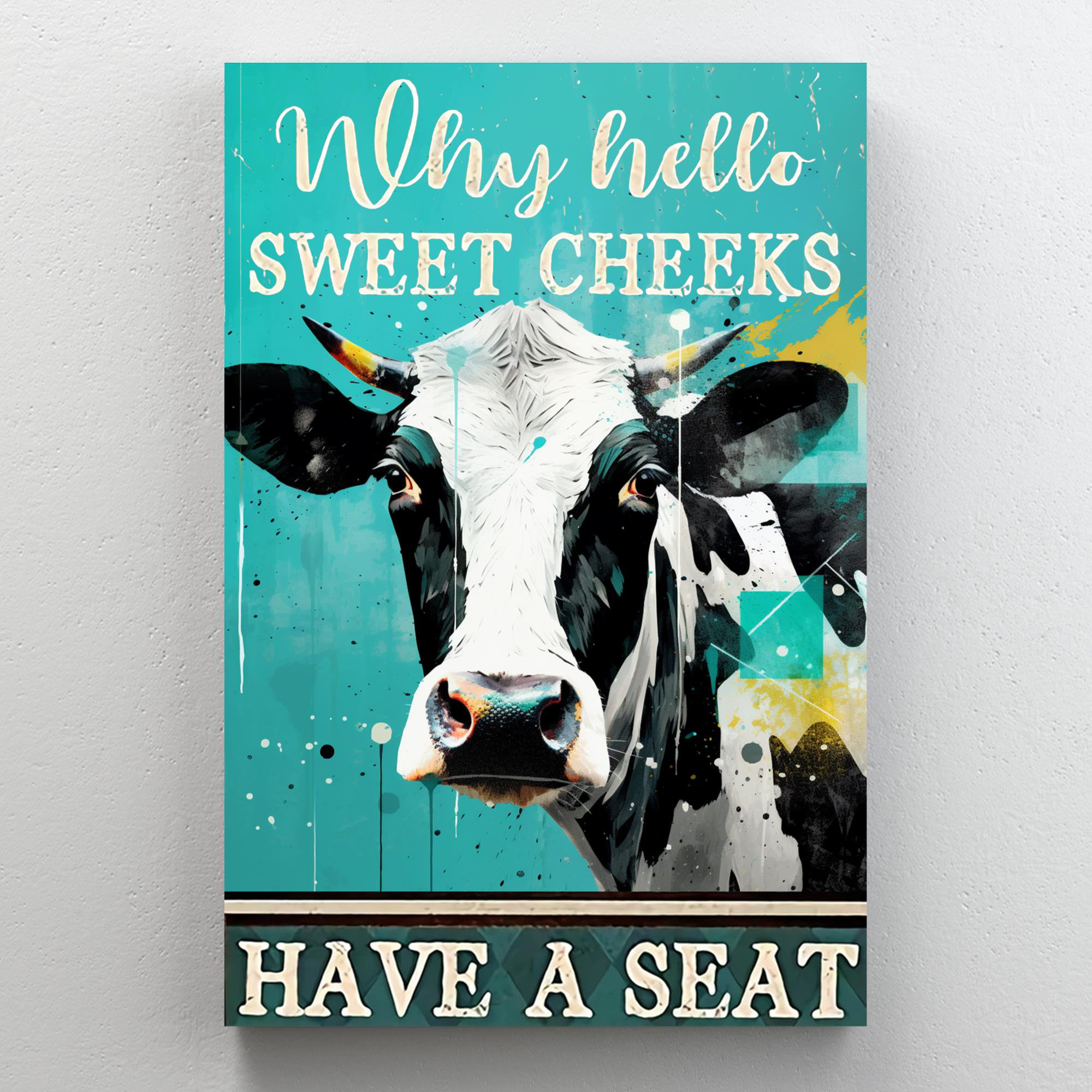 Trinx Cow Why Hello Sweet Cheeks - 1 Piece Rectangle Graphic Art Print ...