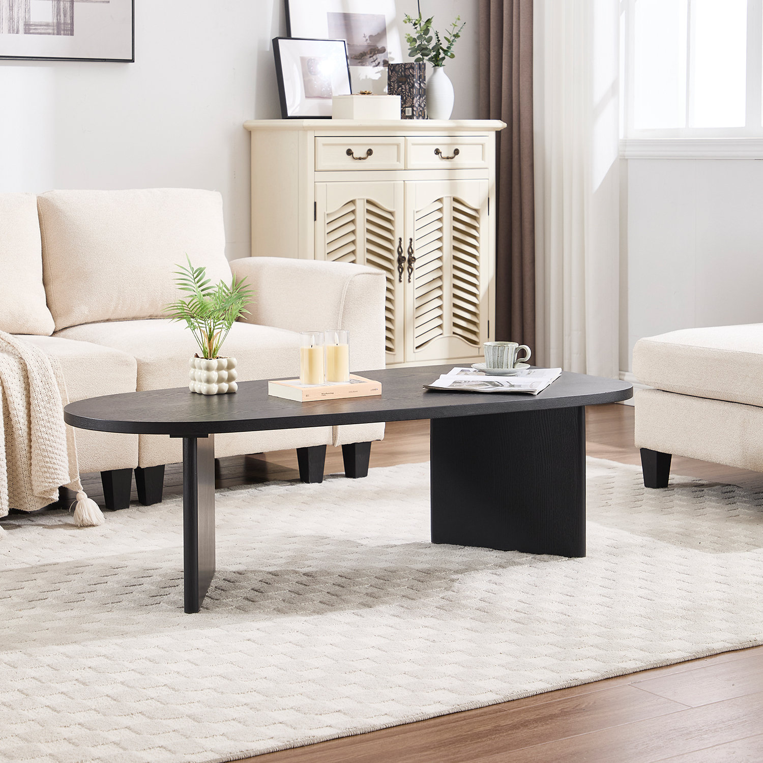 Latitude Run® Modern Solid Wood Irregular Coffee Table, Simple Coffee ...