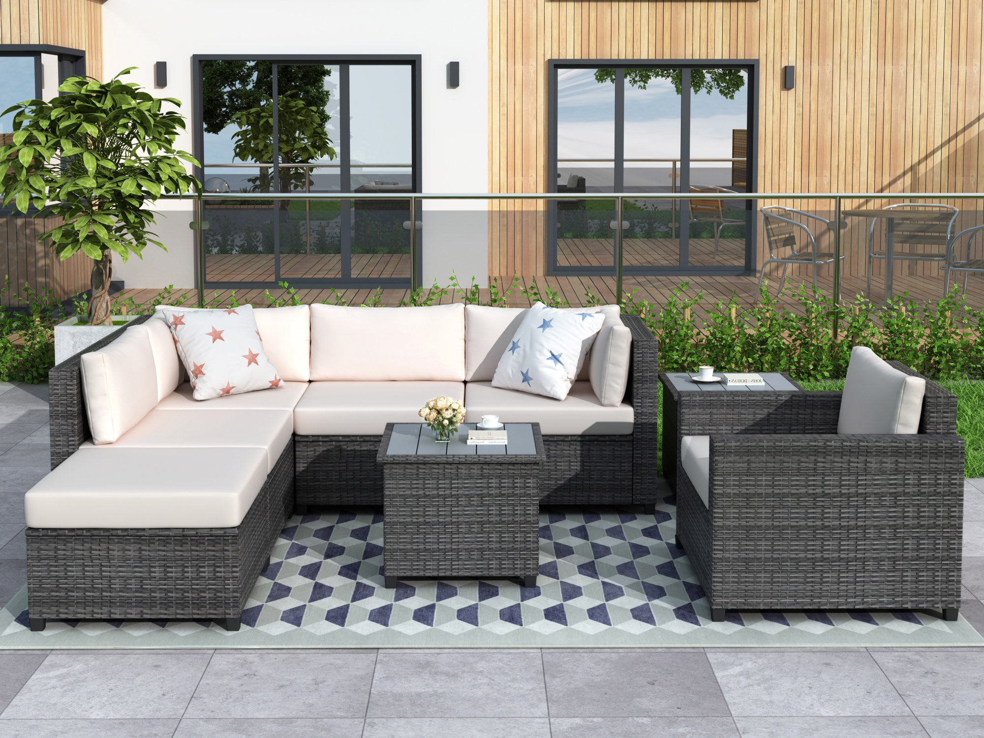 Hokku Designs Mckaden 5 - Person Outdoor Seating Group with Cushions ...