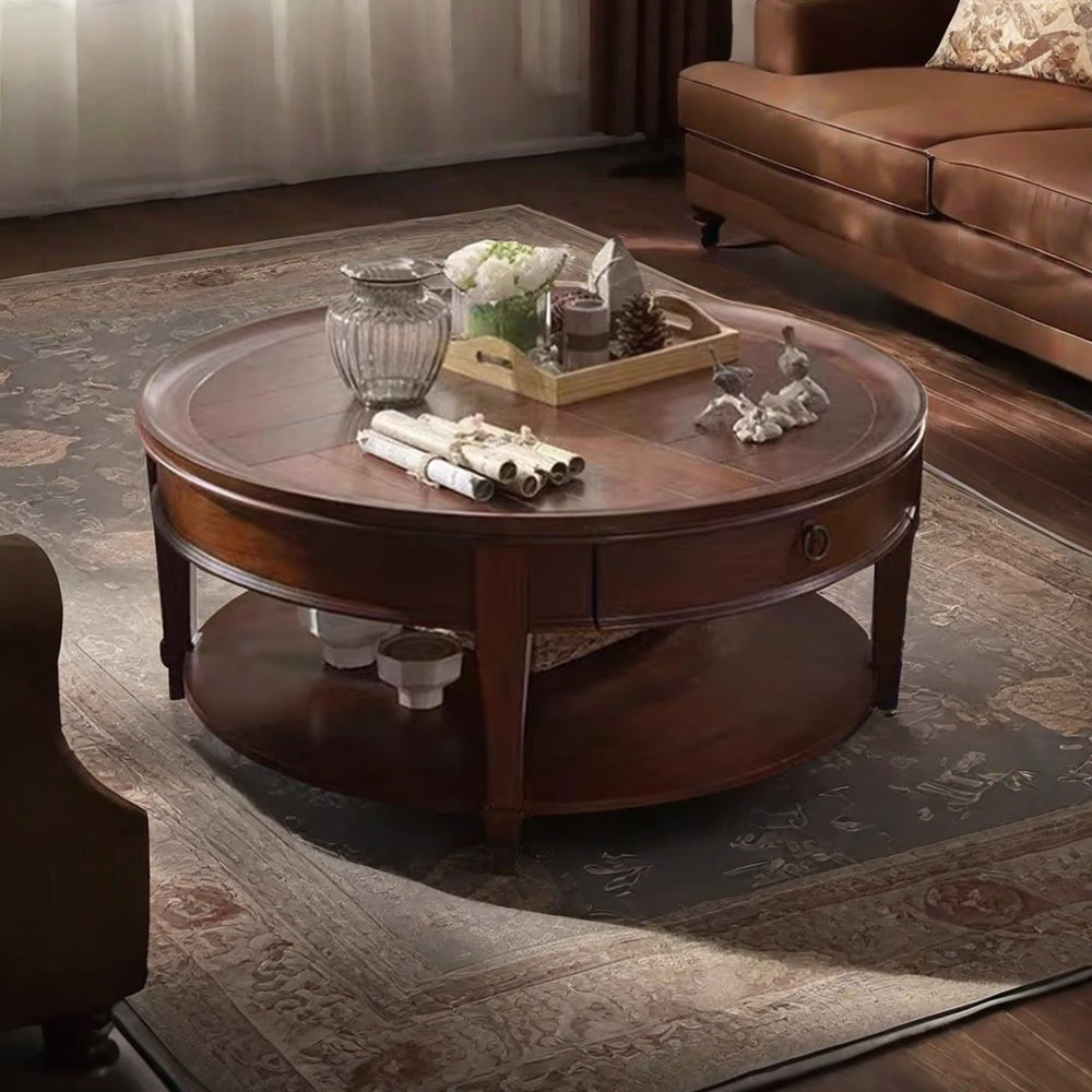 jessica Vintage Solid Wood Round Coffee Table Solid Wood Coffee Table ...