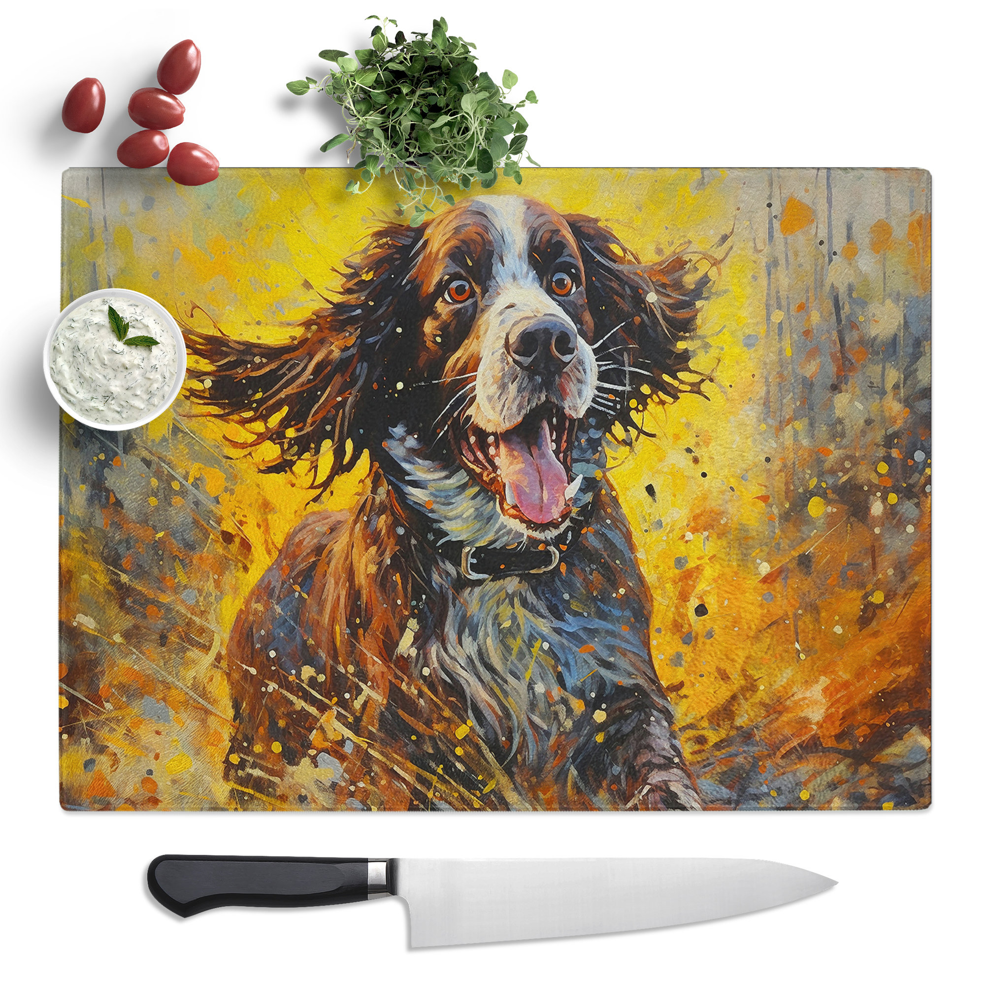 Metro Lane English Springer Spaniel Action Glass Chopping Board ...