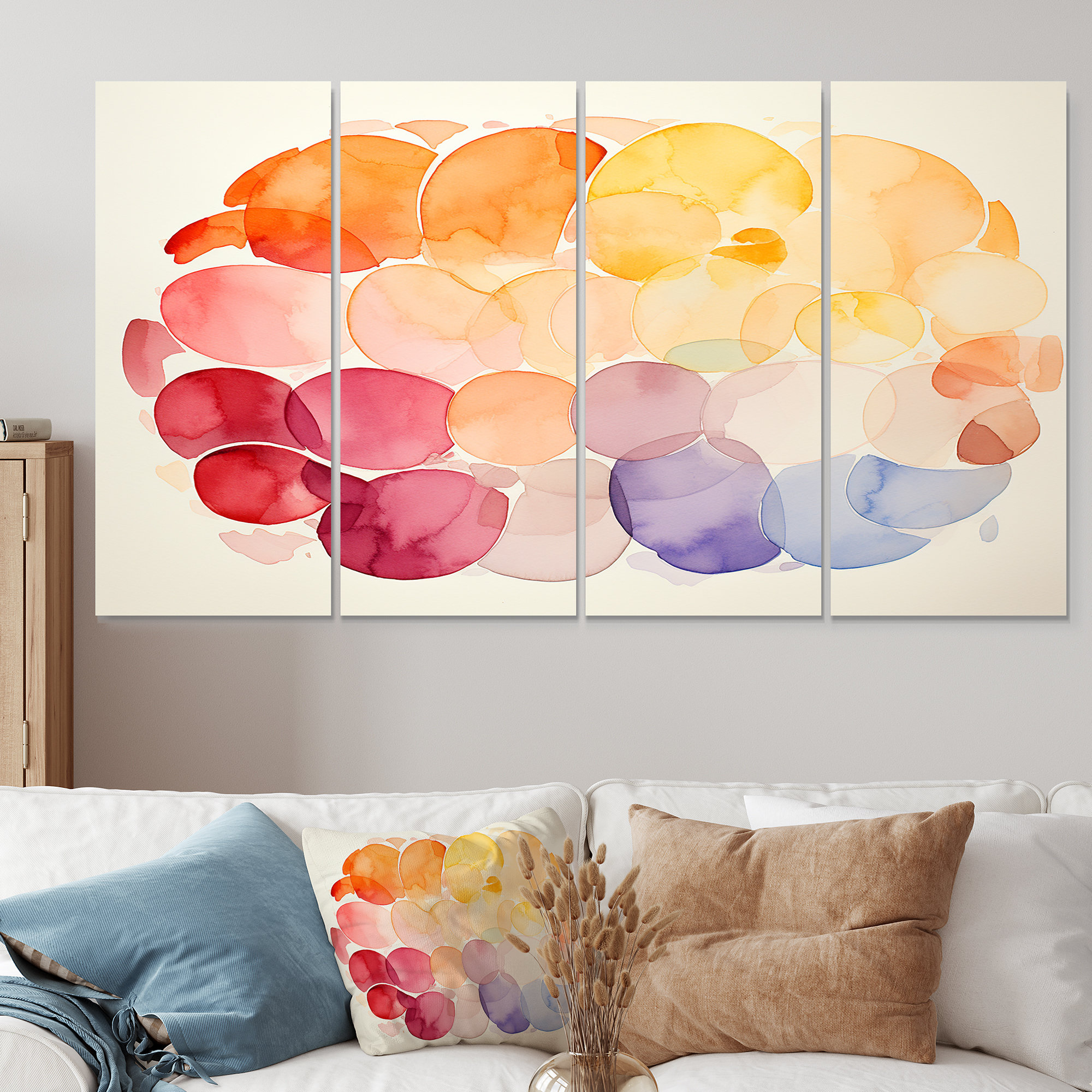 Wrought Studio™ Pastel Color Geometric Ink - Abstract Geometric 4 Piece ...