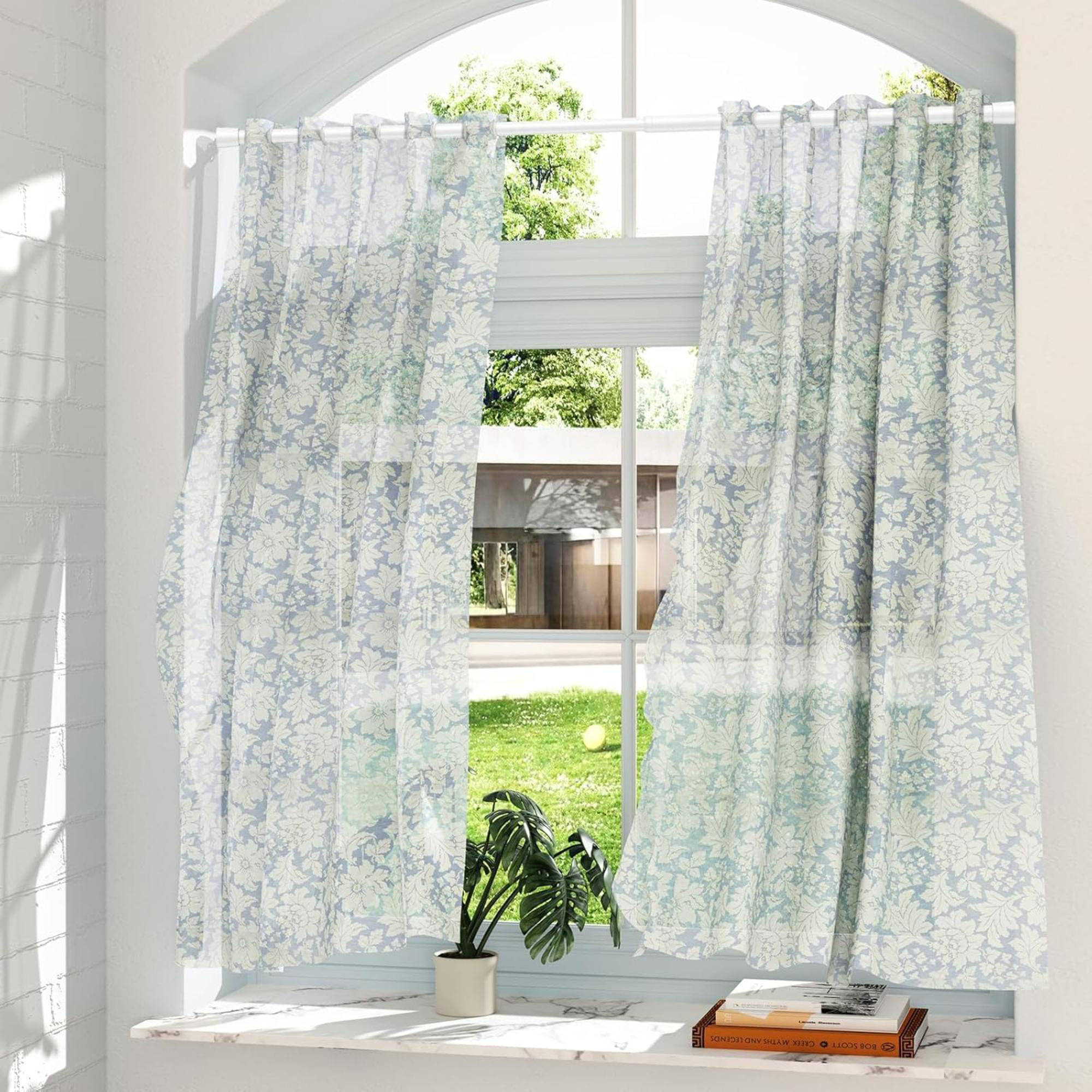 Textiles Hub 2Pcs Spring Tension Rods Adjustable Tension Curtain Rod No ...