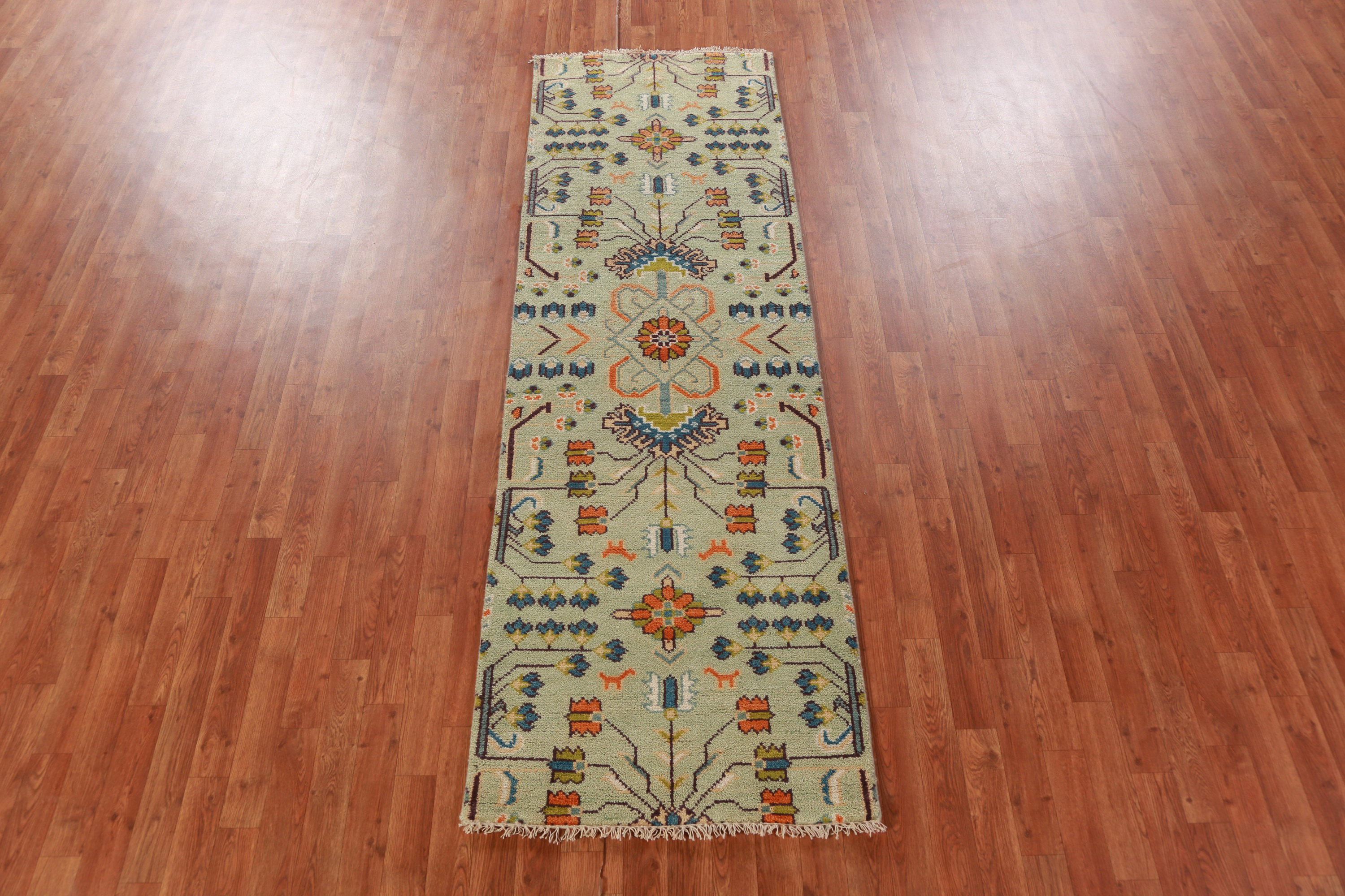Wildon Home® Light Green Oushak Indian Runner Rug 3x8 | Wayfair