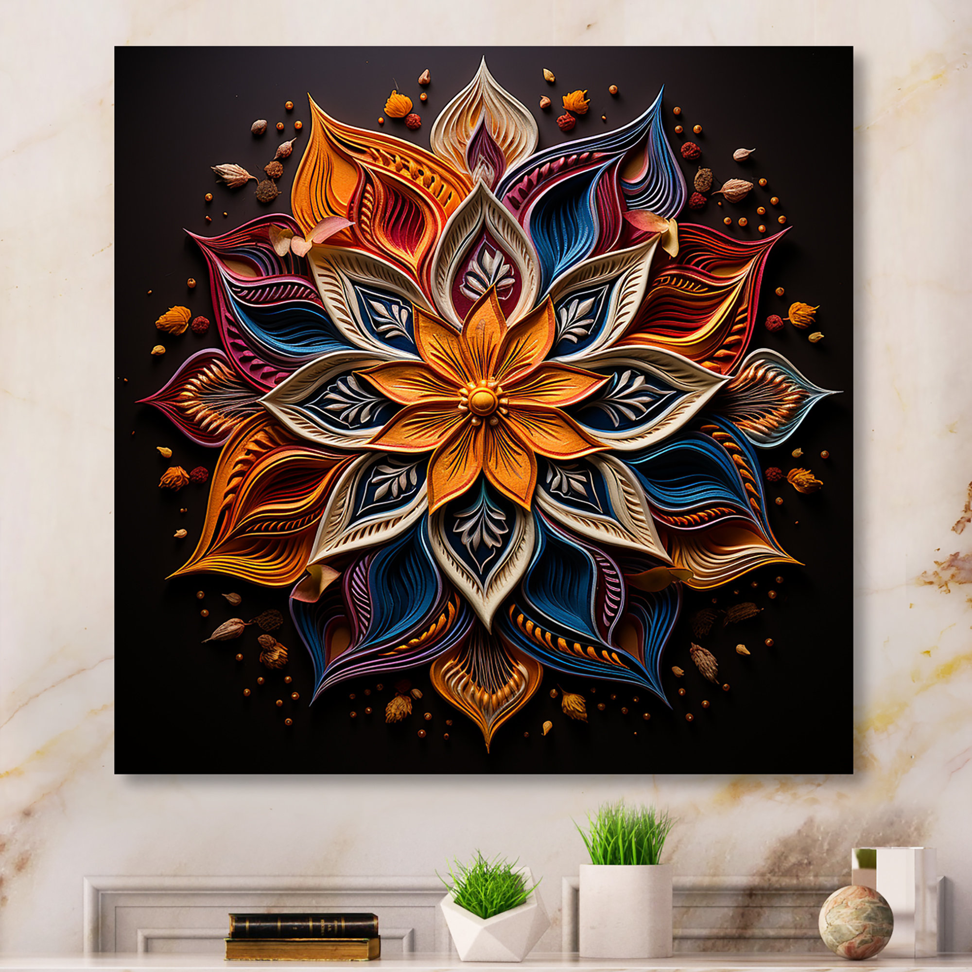 Bungalow Rose Hinduism Rangoli Whispers - Hinduisim Metal Wall Decor ...