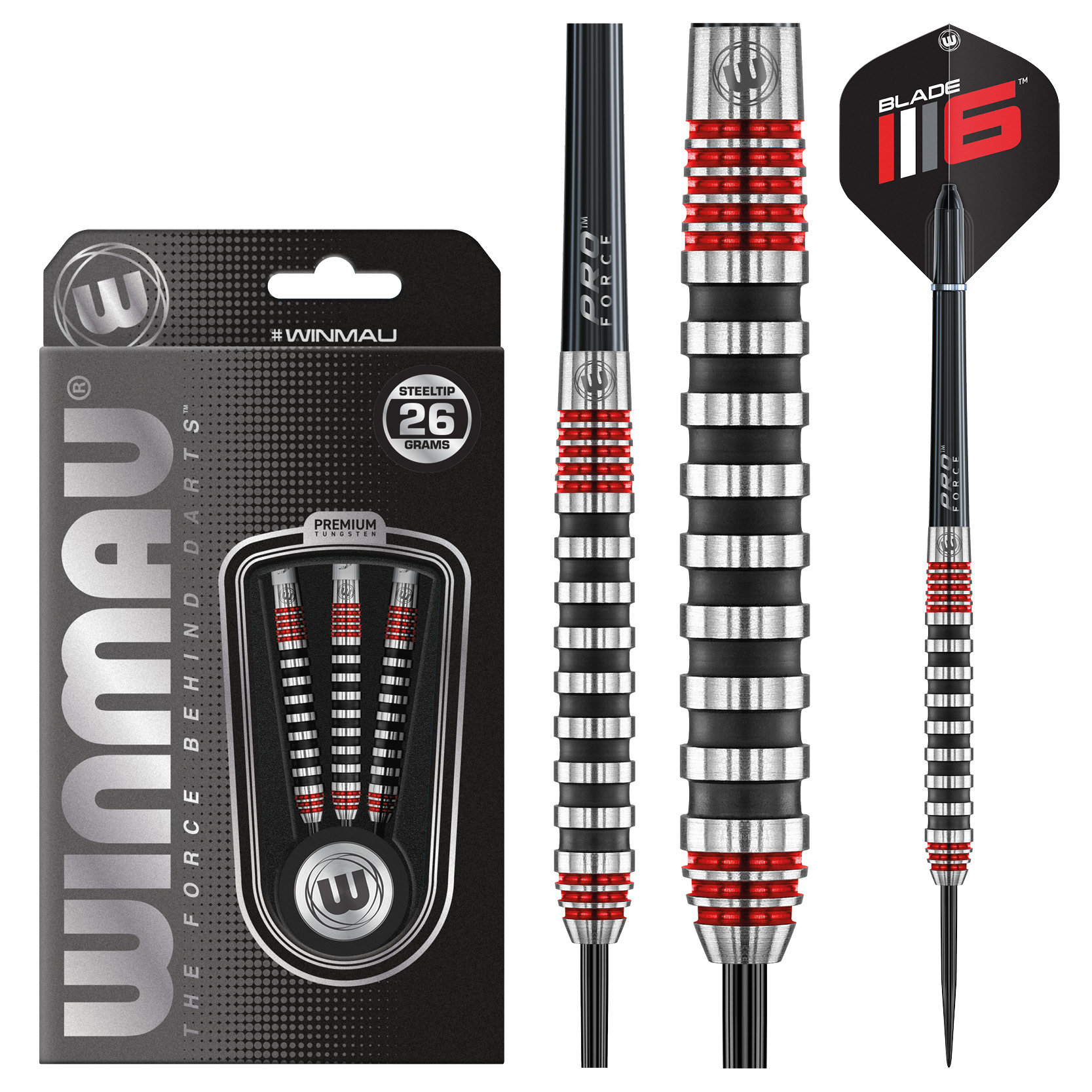 Winmau Darts Winmau Advance 500 Series Red 26G Steel Tip Darts Set ...