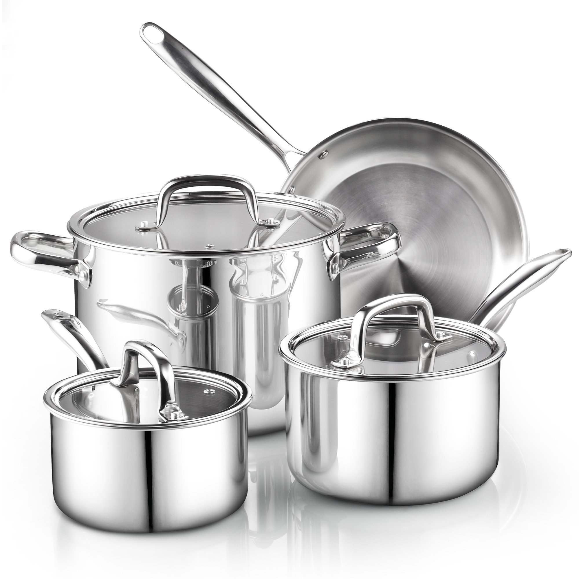 Cook N Home Pots and Pans Stainless Steel Cookware Set 7-Piece ...