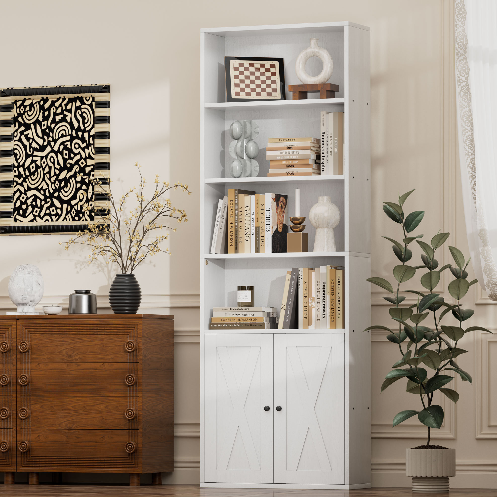 Breakwater Bay Aillee 70.9"H Standard Bookcase with Doors & Reviews ...