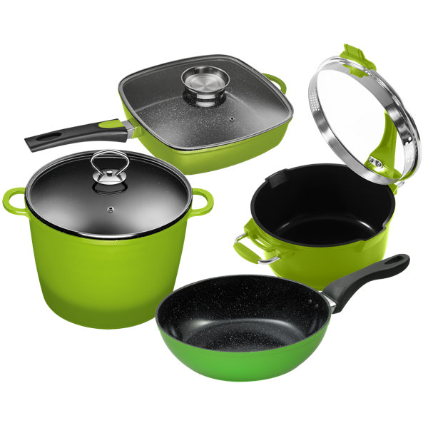 king 7 pieces Cast Aluminum Kitchen Set With Non-Stick Ceramic Coating ...
