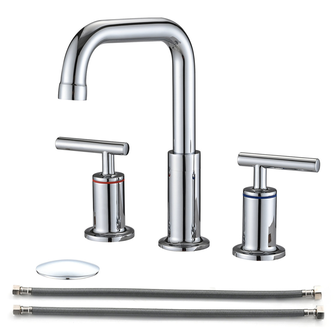 WANDINGT Robinet de salle de bain à poignée double avec drain ...