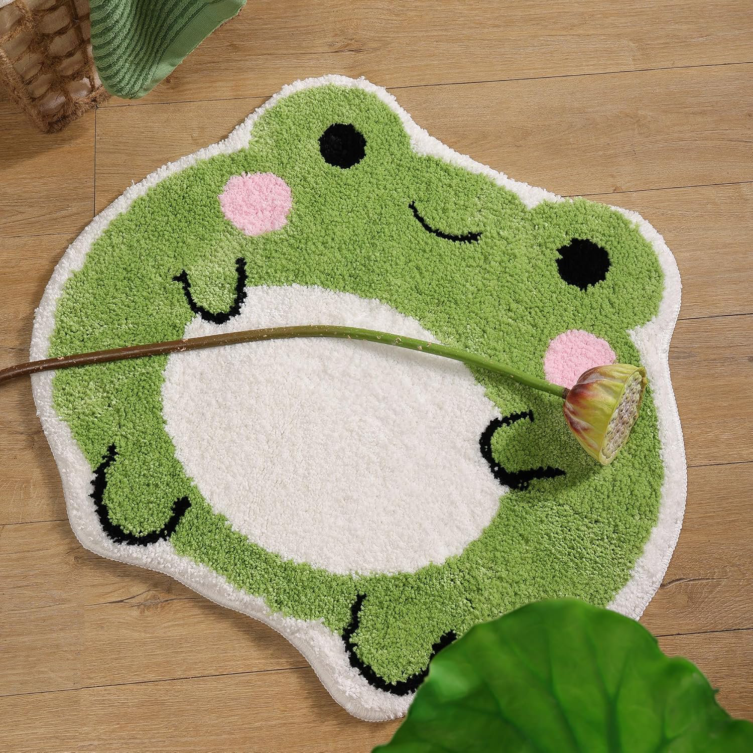 Zoomie Kids Cute Bath Mat Non Slip Frog Bath Rug For Bathroom,Green ...