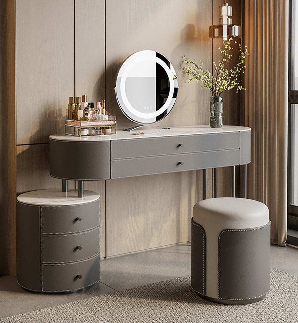 Wrought Studio™ Saddle Leather Solid Wood Dresser, Bedroom Desk ...