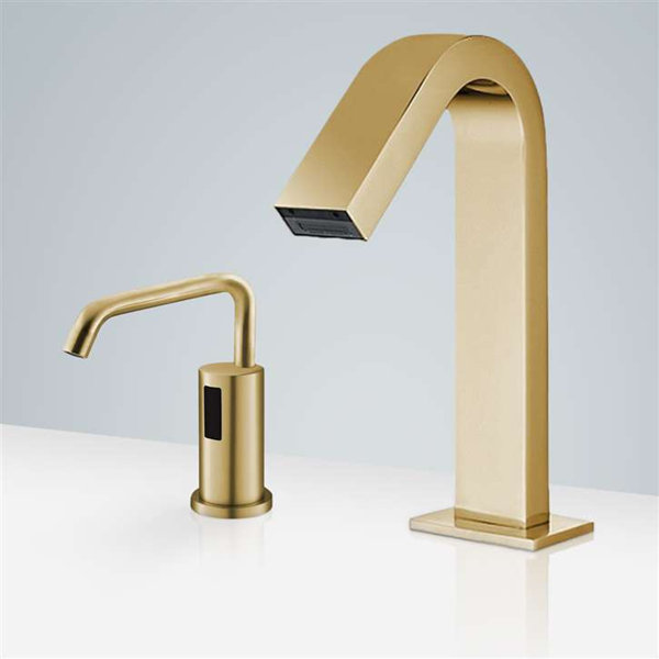 FontanaShowers Brushed Gold Touchless Commercial Motion Sensor Faucet ...