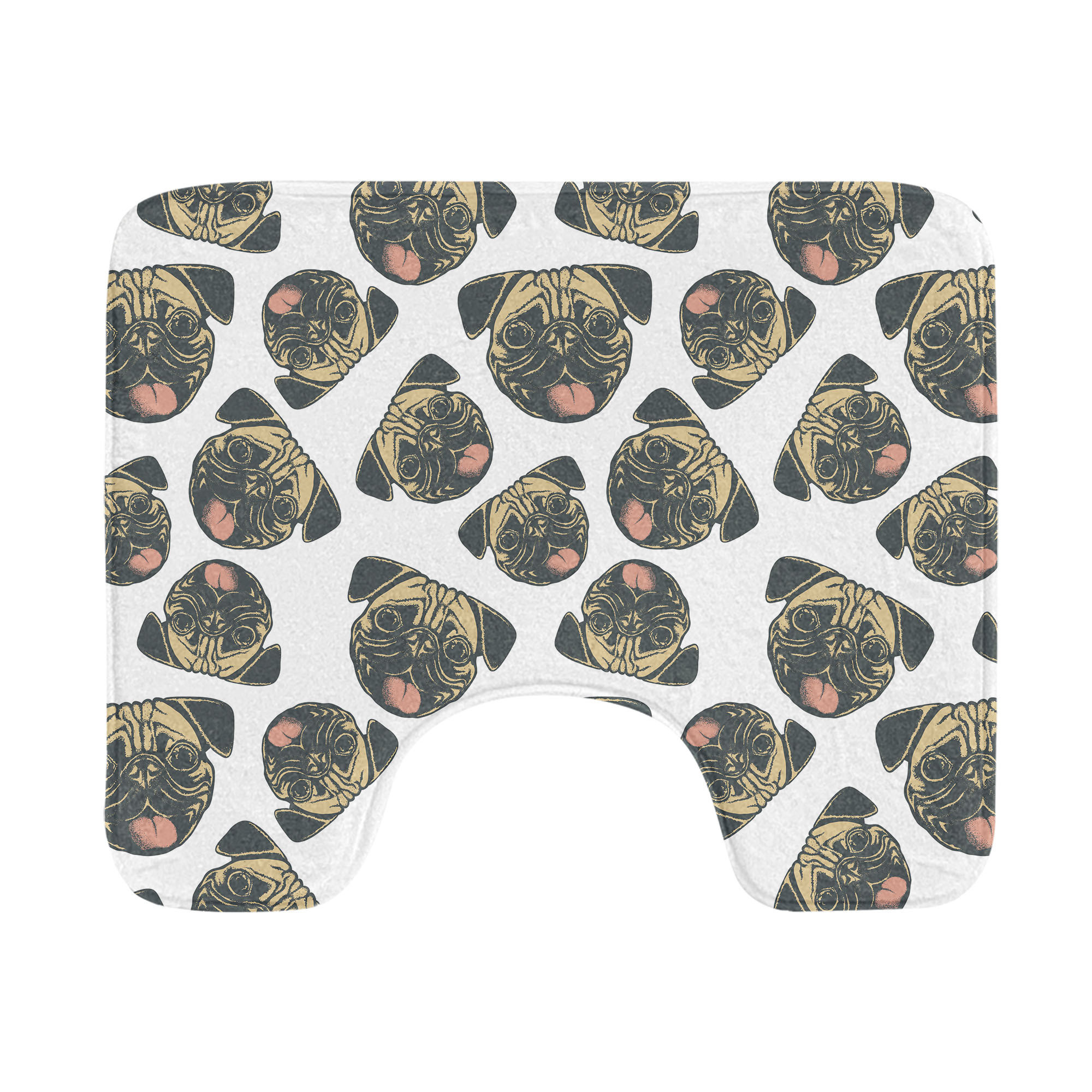 East Urban Home Pug Toilet Mat U-Shape Bathroom Rug 20" Charcoal Grey ...