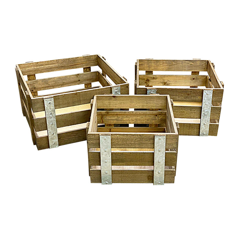 Loon Peak® 3 Piece Solid Wood Crate Set | Wayfair