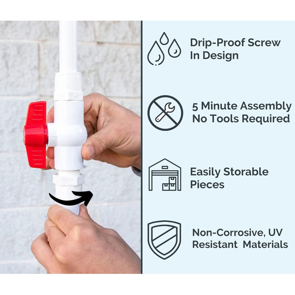 Beniar Tube Style 7 Foot Poolside Shower, Adjustable Head & Foot Tap ...