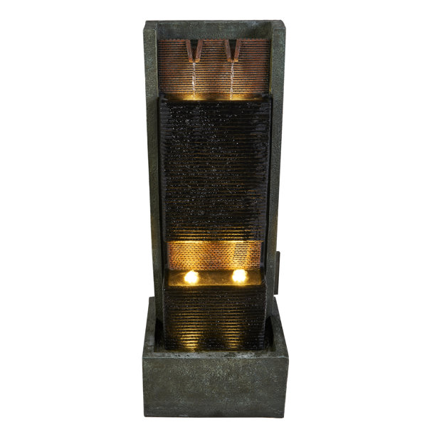 Hi-Line Gift Ltd. 40" H Rectangular Freestanding Fountain with 6 Warm ...