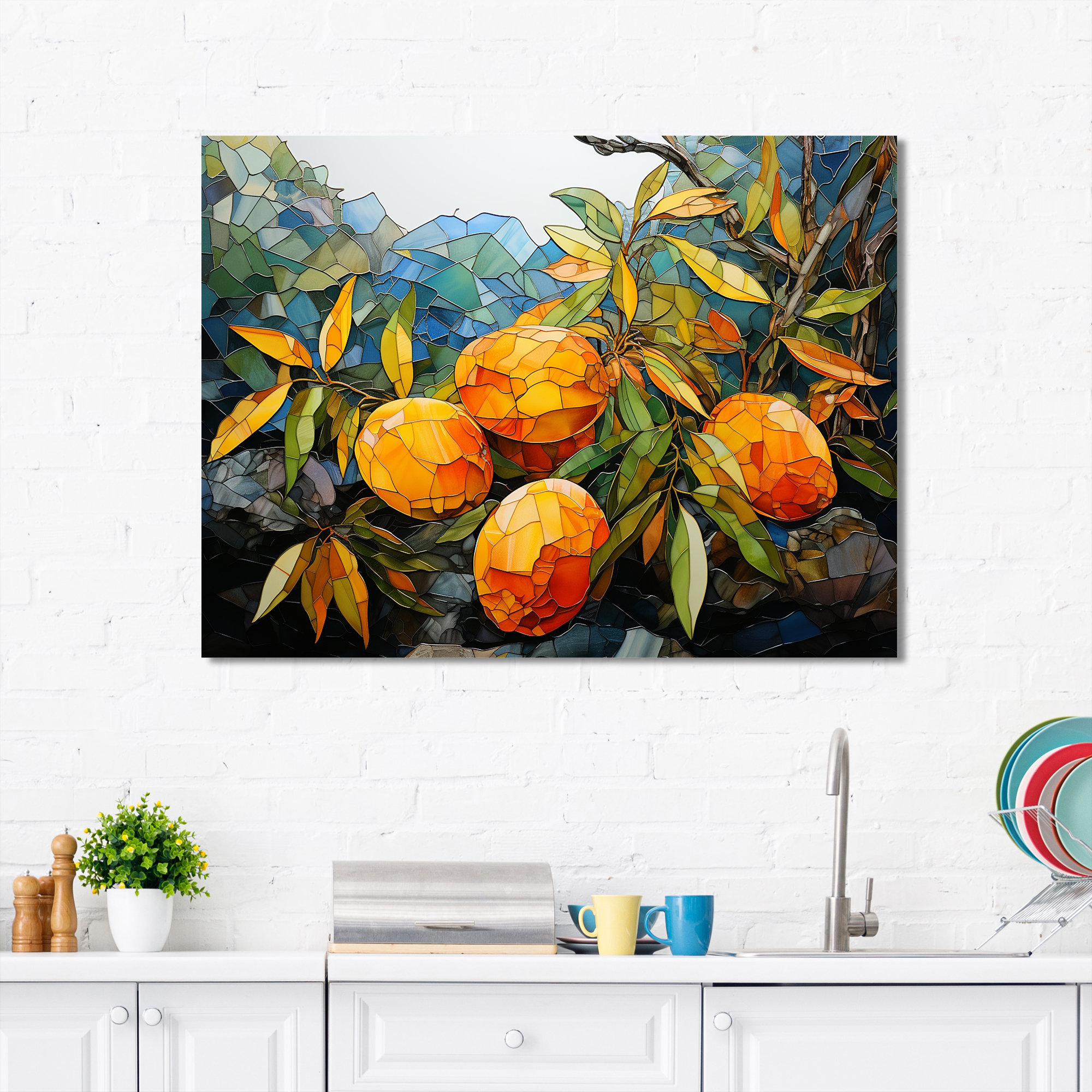 August Grove® Golden Mango Mosaic I - Fruits Wall Art | Wayfair