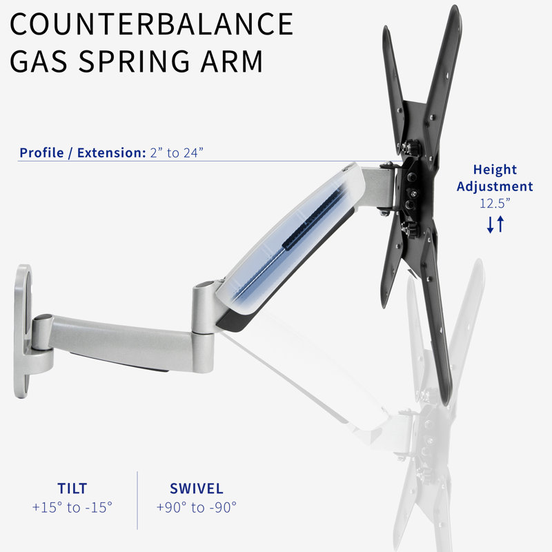Vivo Silver Pneumatic Arm TV Wall Mount & Reviews | Wayfair
