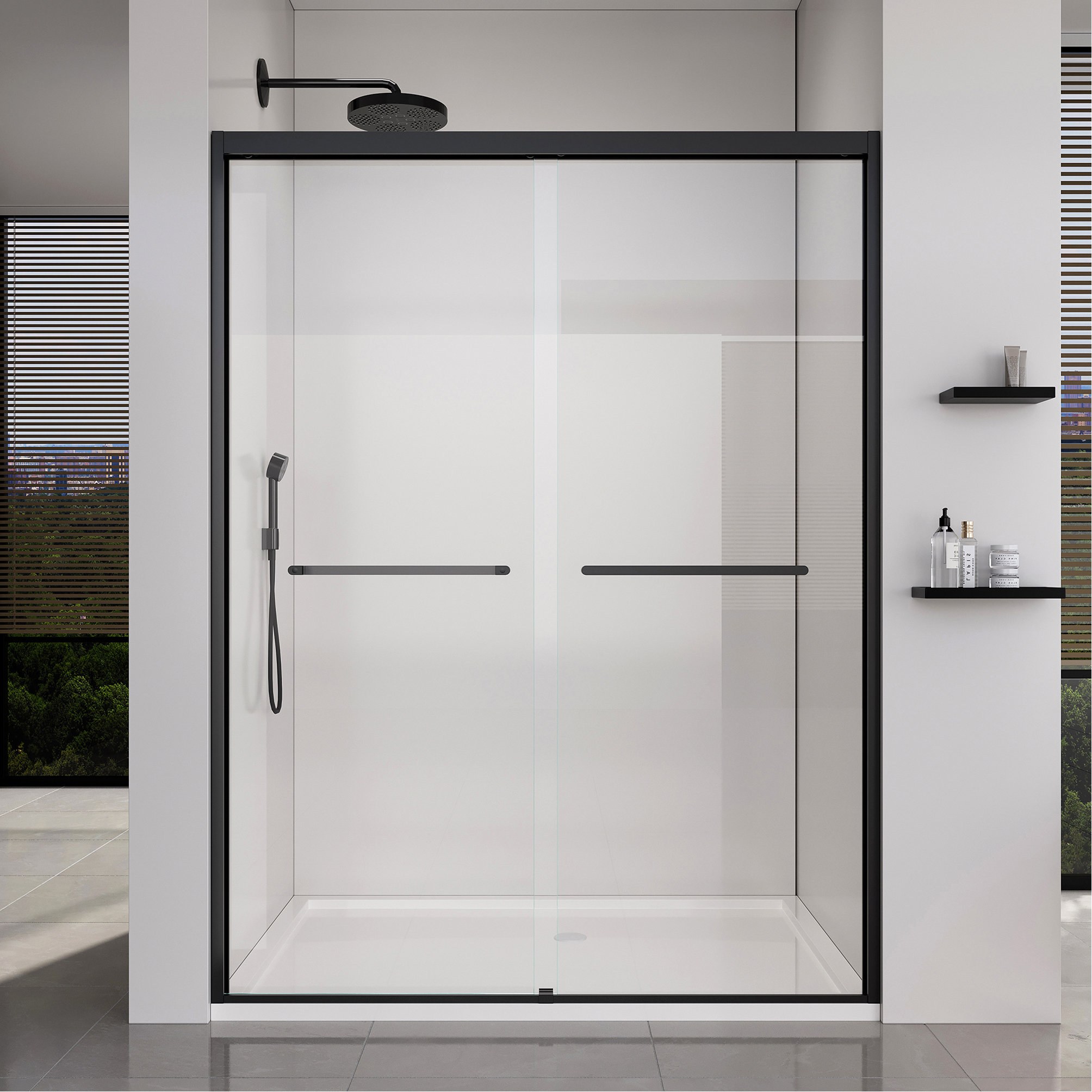 LUTINMUE 50-54*72 INCH Frame Double Sliding Soft-Close Shower Doors ...