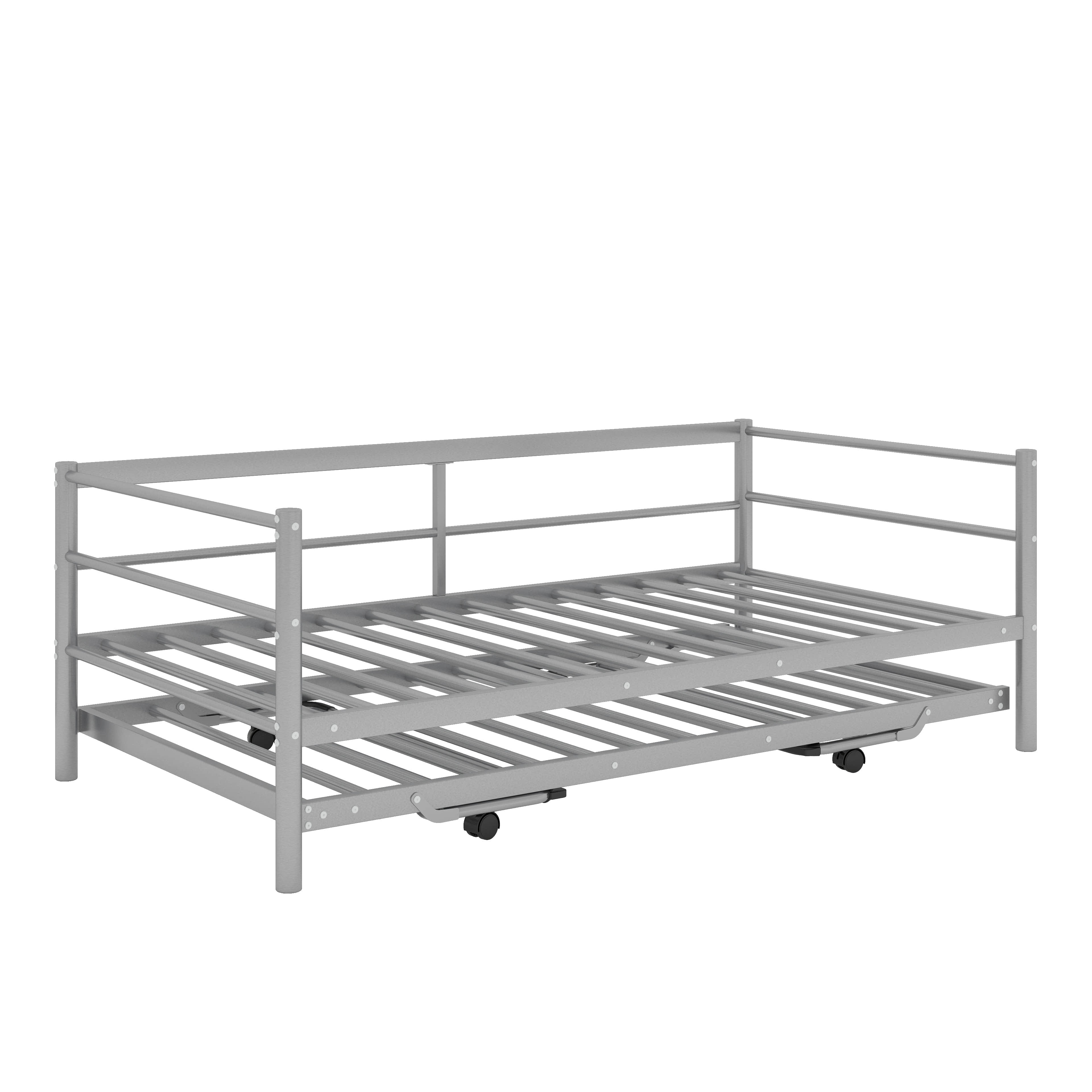 17 Stories Twin-Sized Metal Daybed Featuring An Adjustable Underbed ...