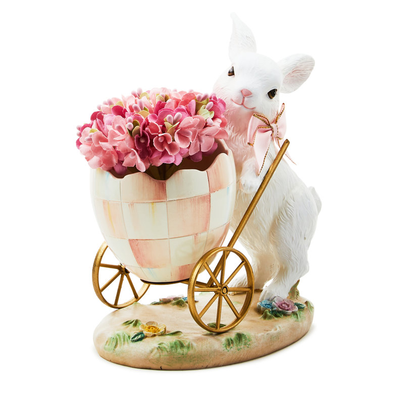 MacKenzie-Childs Rosy Meadow Bunny Egg Cart | Wayfair