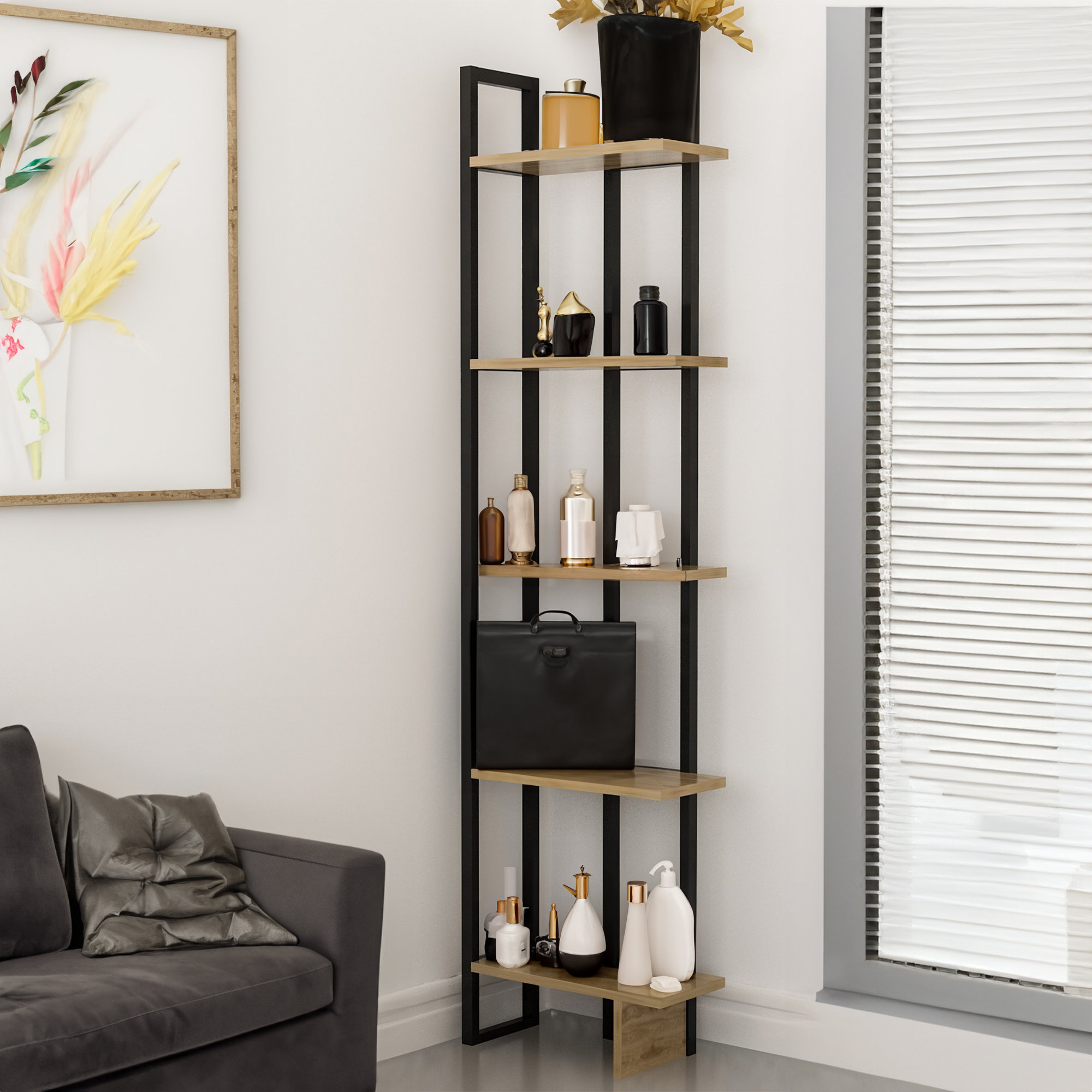 Hokku Designs Keriyah Corner Bookcase | Wayfair