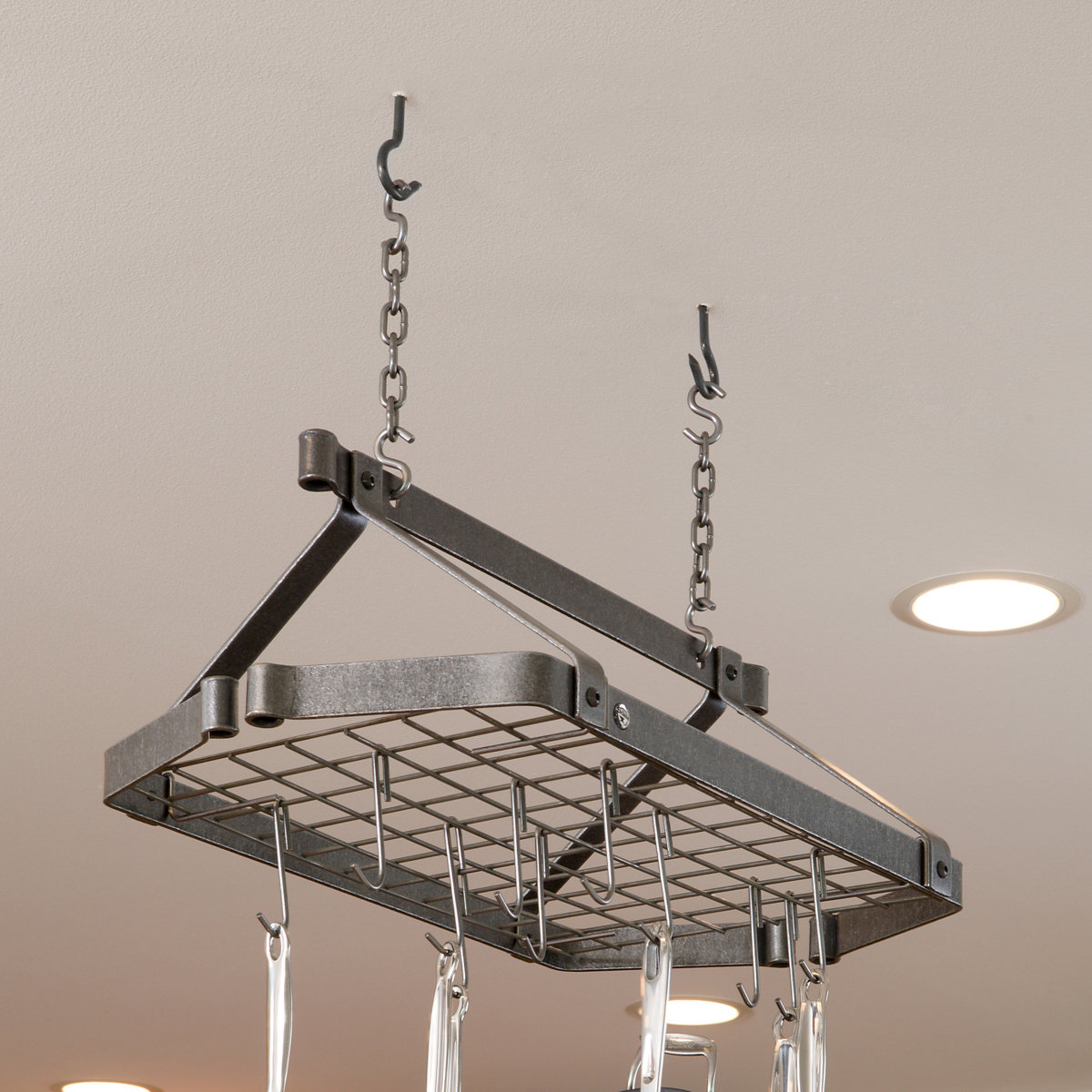 Enclume Handcrafted Retro Rectangle Pot Rack with 12 Hooks & Reviews ...