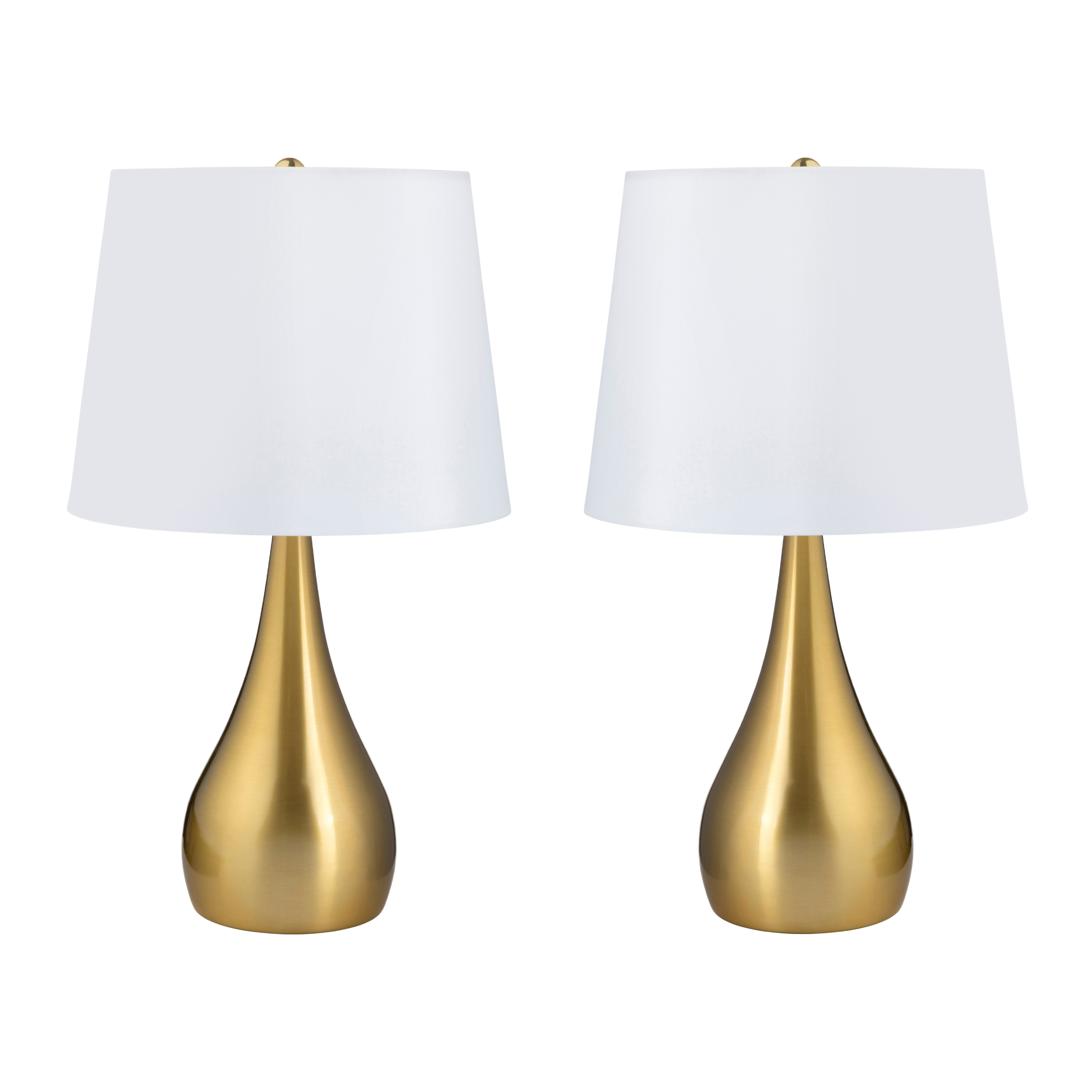 Ebern Designs Set Of 2 Metal Table Lamps With Silk Shade | Wayfair