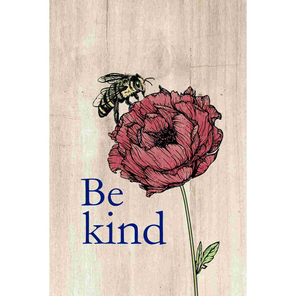 August Grove® Be Kind Red Flower On Canvas Print - Wayfair Canada