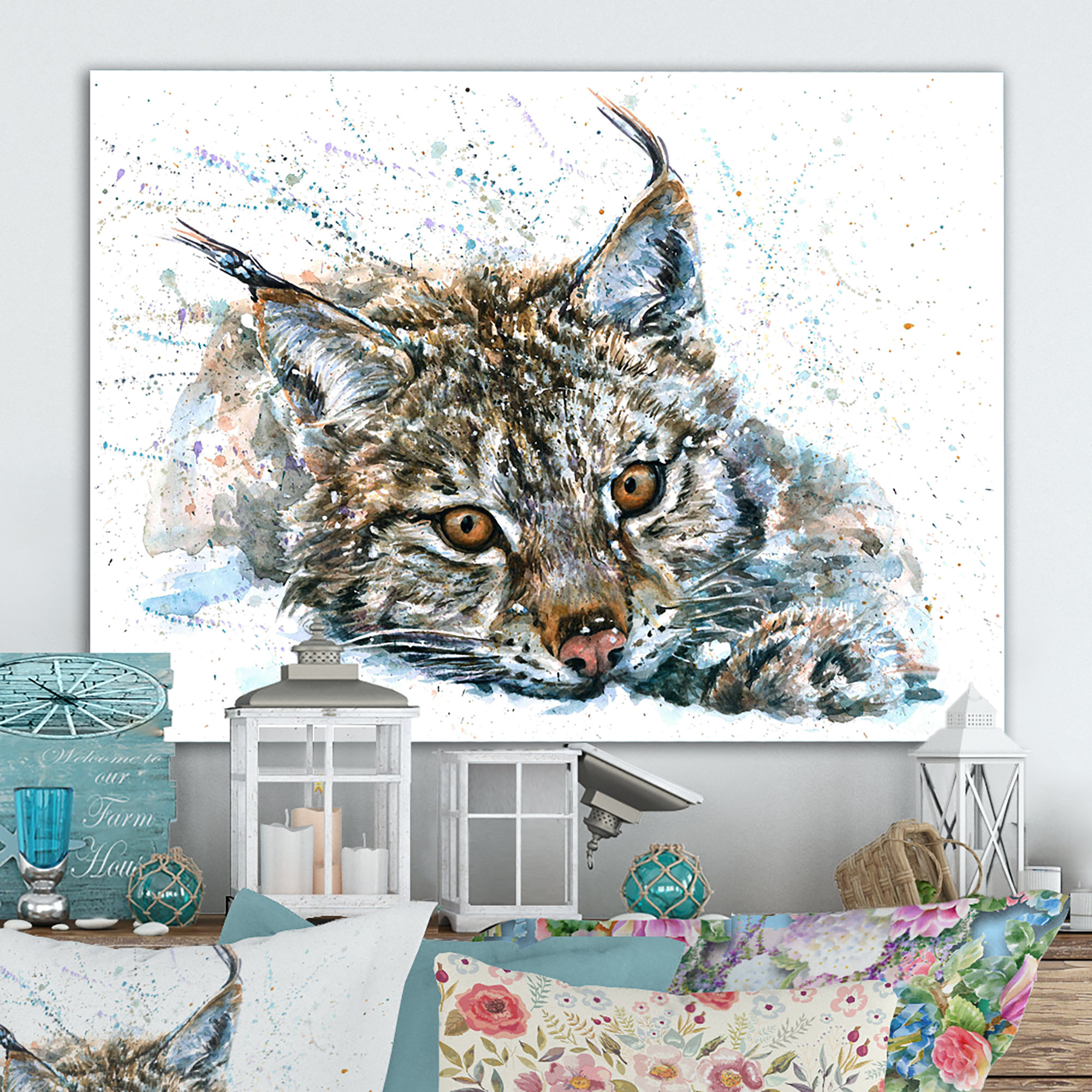 Millwood Pines Lynx Wildlife - Floater Frame Print on Canvas | Wayfair