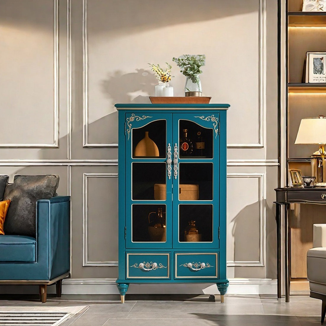 Vivid Space Creation Light luxury modern high storage accent cabinet ...