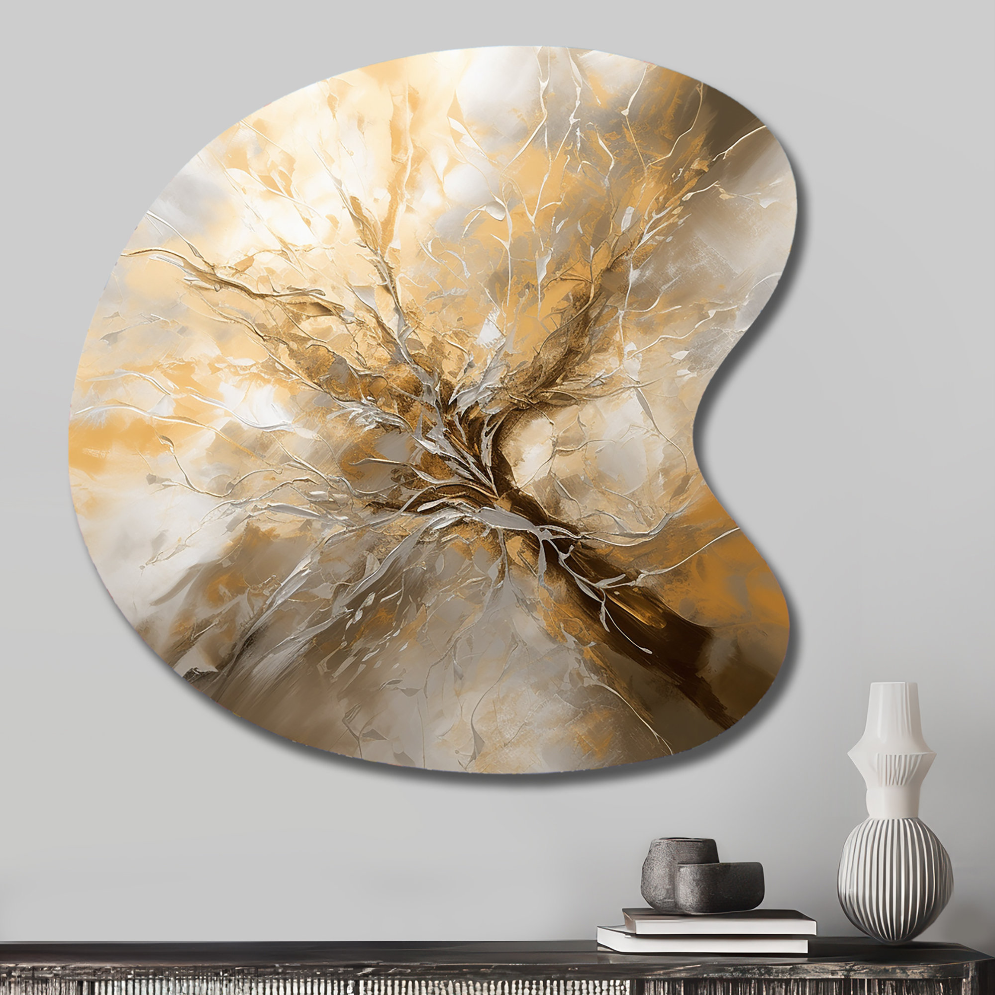 Design Art Gold and Silver Chromatic Essence I - Asymmetrical Abstract ...