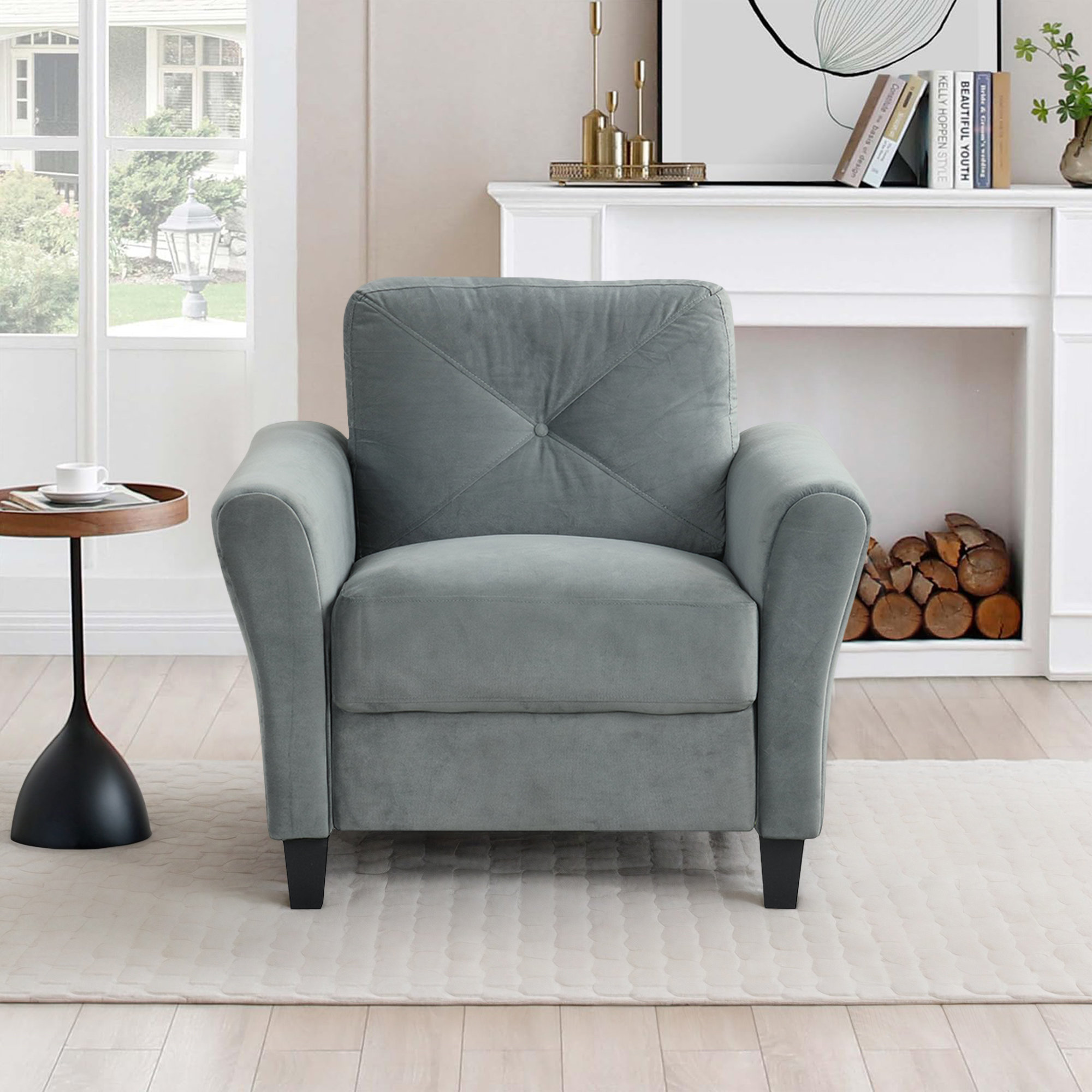 Lark Manor™ Mid-Century Modern Upholstered Flared Arm Club Chair Accent ...