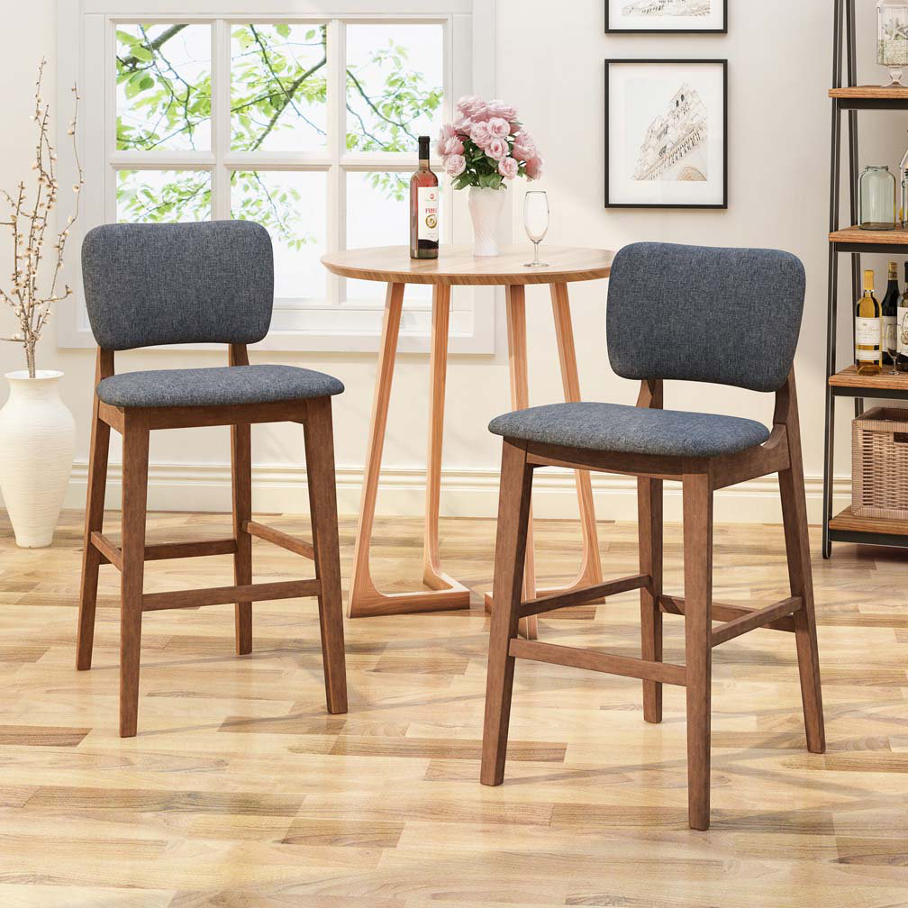 Corrigan Studio Wooden Bar Chairs, Upholstered Kitchen Island Chairs ...