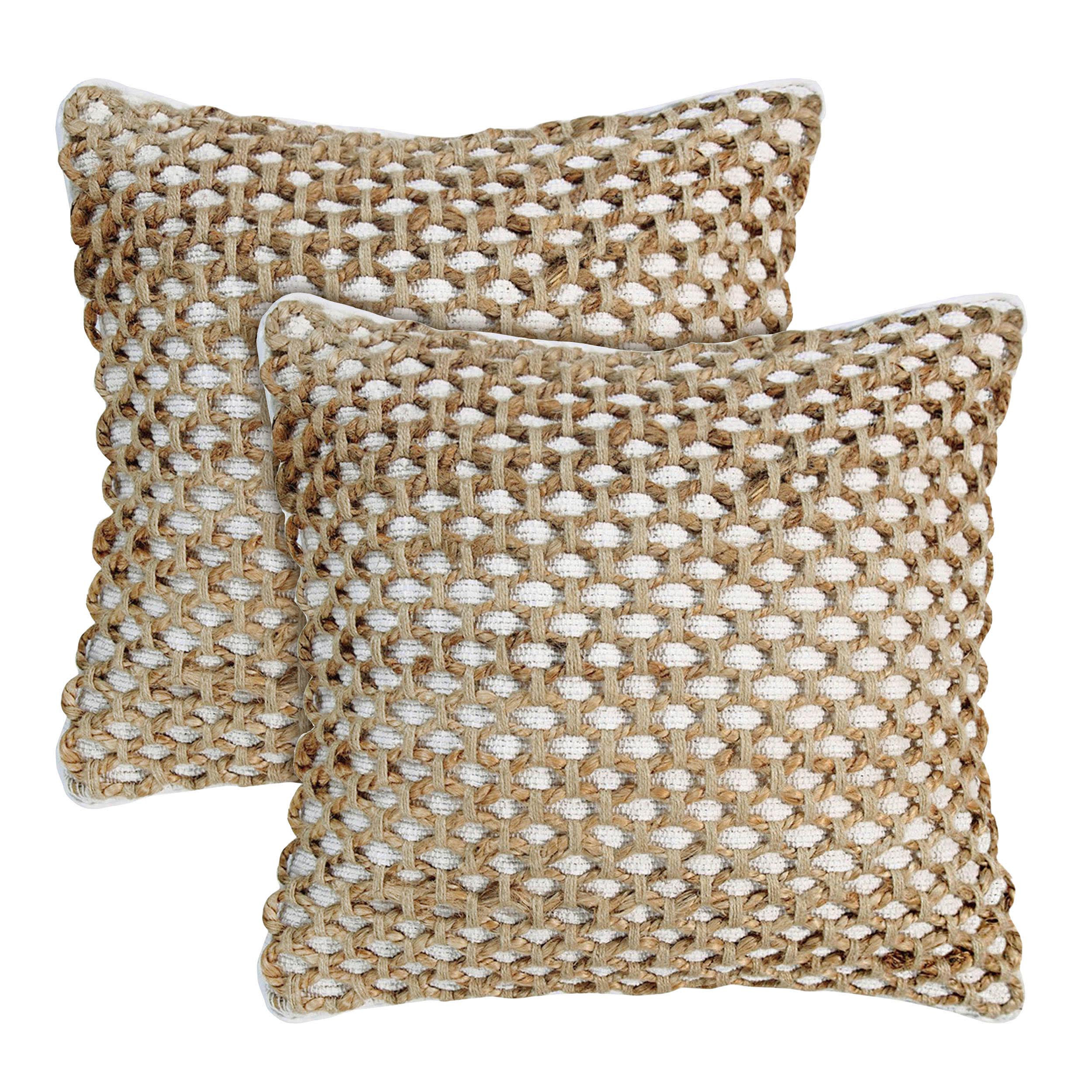 Boho Living Jada Decorative Pillow Collection Jute/Cotton Indoor Square ...