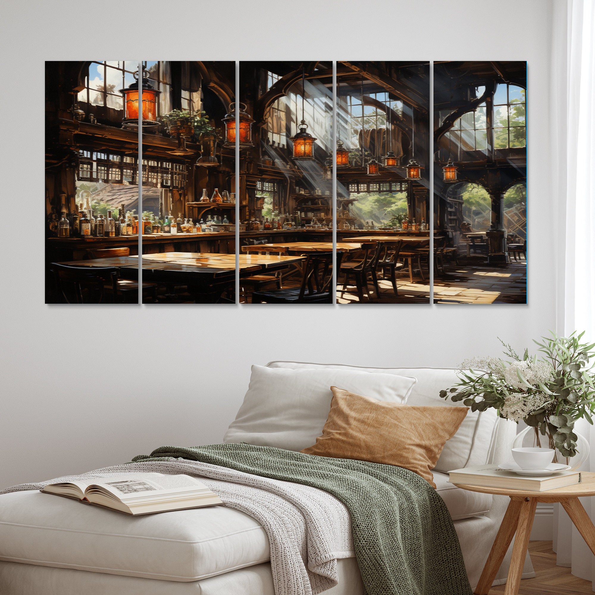 Winston Porter Cowboy Western Saloon On Canvas 5 Pieces Print | Wayfair