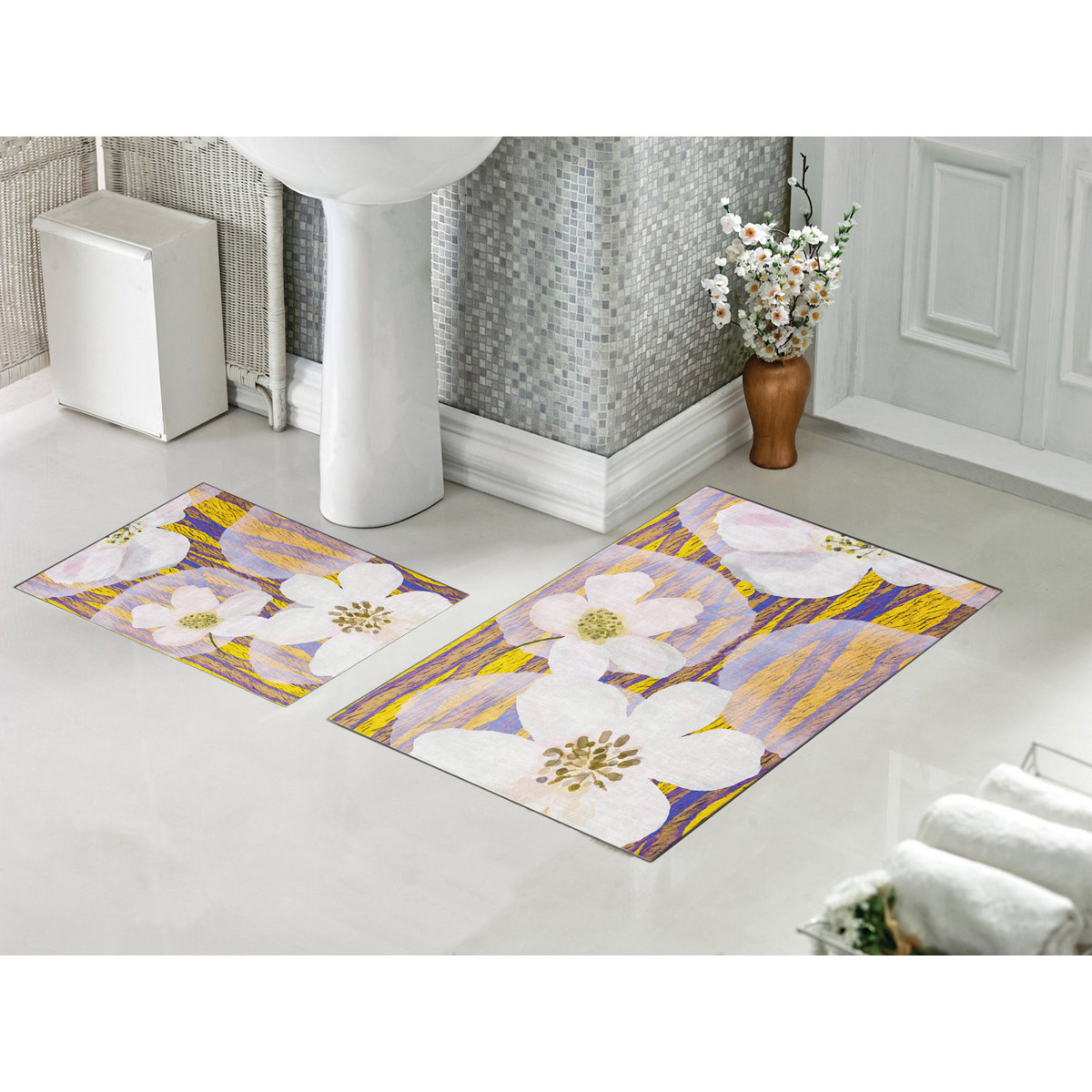 East Urban Home Dinetta 2 Piece Bath Mat Set | Wayfair