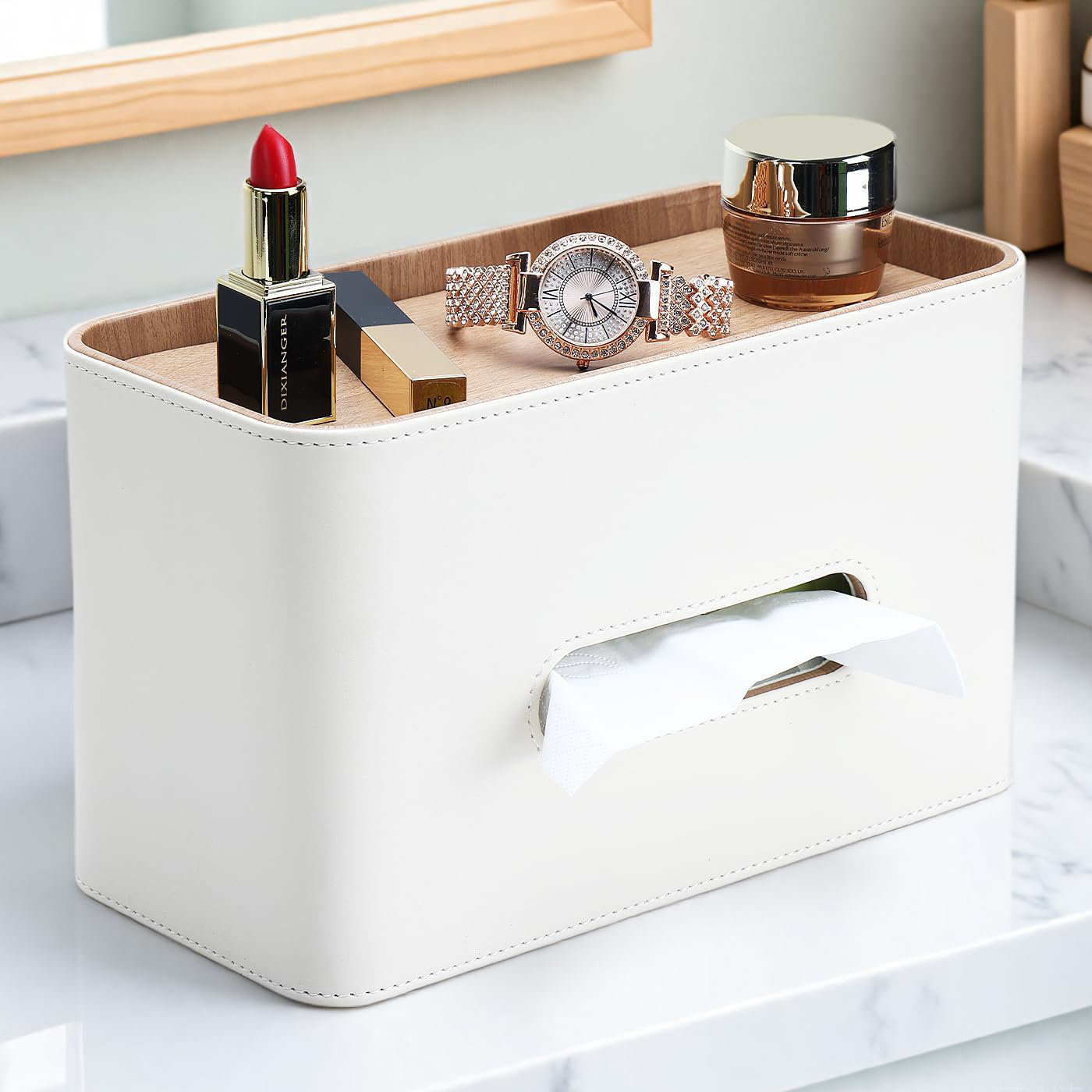 Latitude Run® Rectangular Tissue Box Cover For Kleenex, PU Leather ...