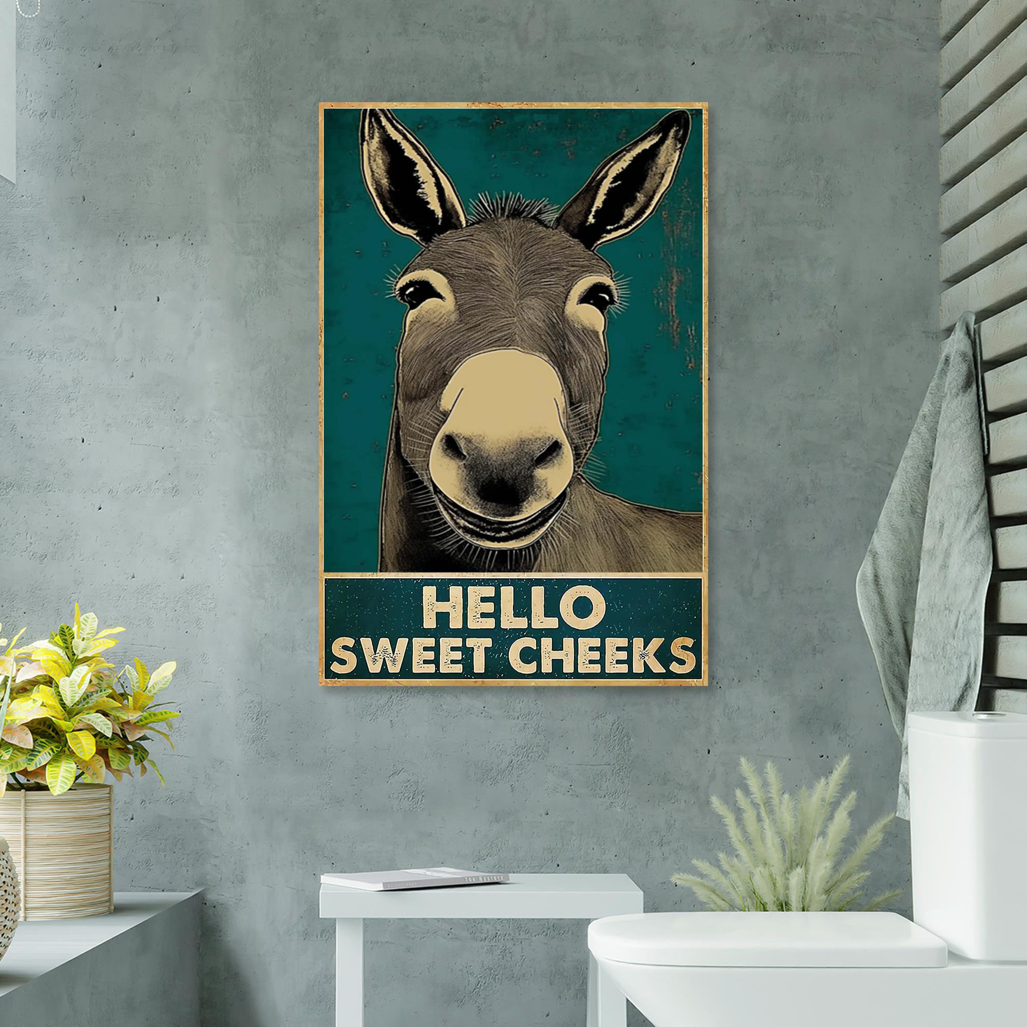 Trinx Donkey Hello Sweet Cheeks - Wrapped Canvas Graphic Art | Wayfair