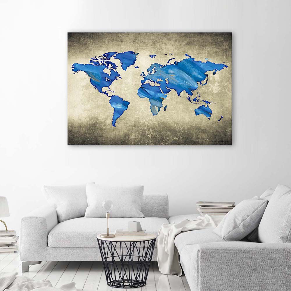 Borough Wharf Blue World Map Art Print on Canvas | Wayfair.ie