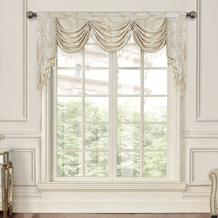 TOPLUXE Damask Window Valance in Beige | Wayfair