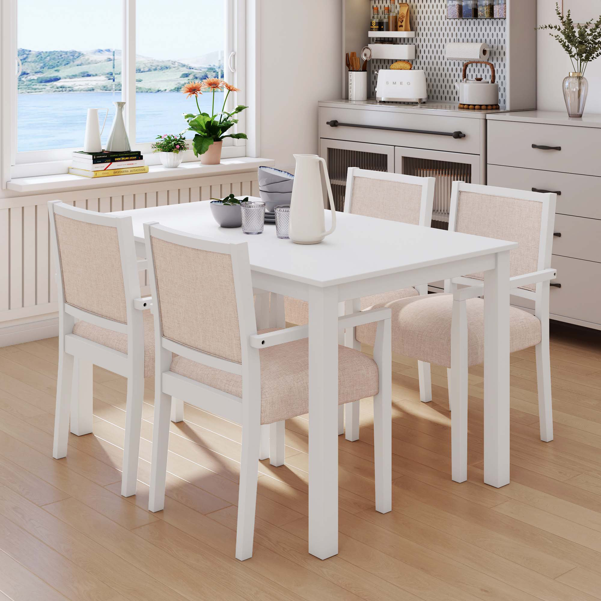 Latitude Run® 5-piece dining set, kitchen table and chairs, dining ...