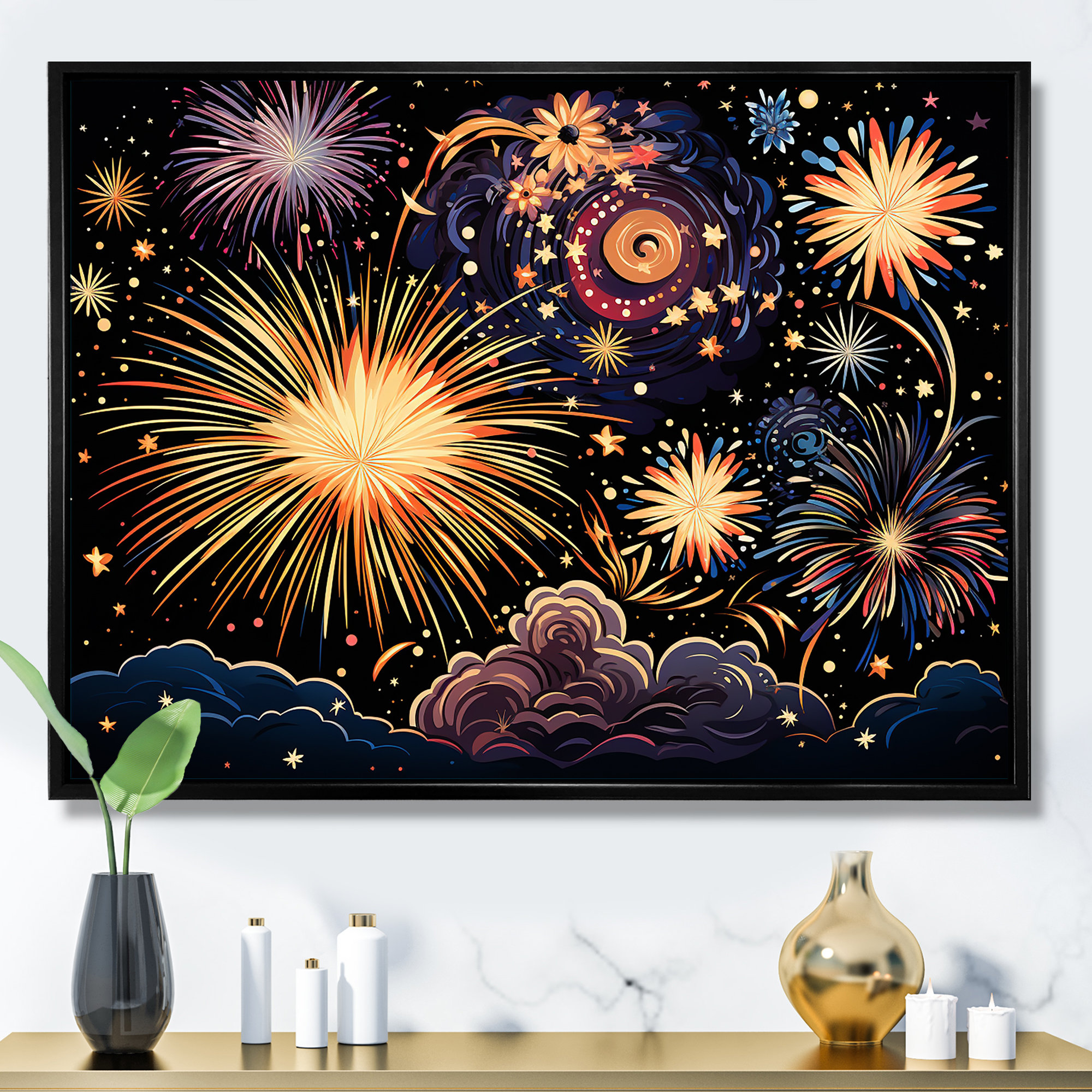 Winston Porter Fireworks Celestial Sky - Fireworks Wall Art | Wayfair