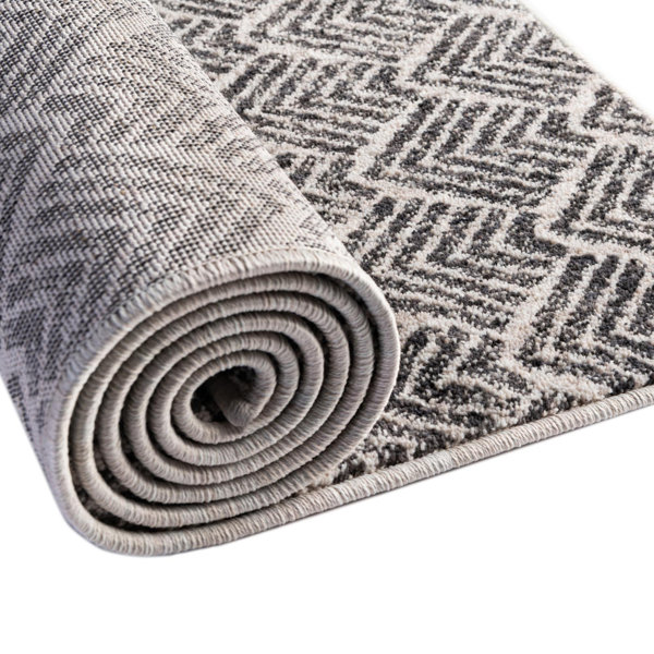 Everly Quinn Jera Performance Charcoal Ivory Rug & Reviews | Wayfair